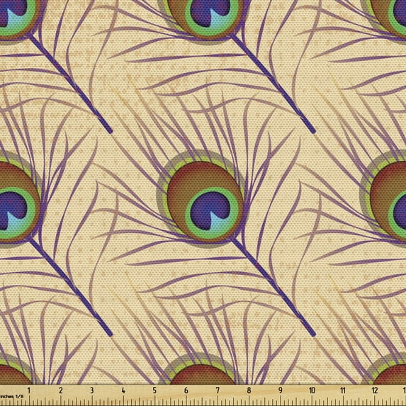 Ambesonne Feather Fabric by the Yard Upholstery, Native Style Diagonal ...