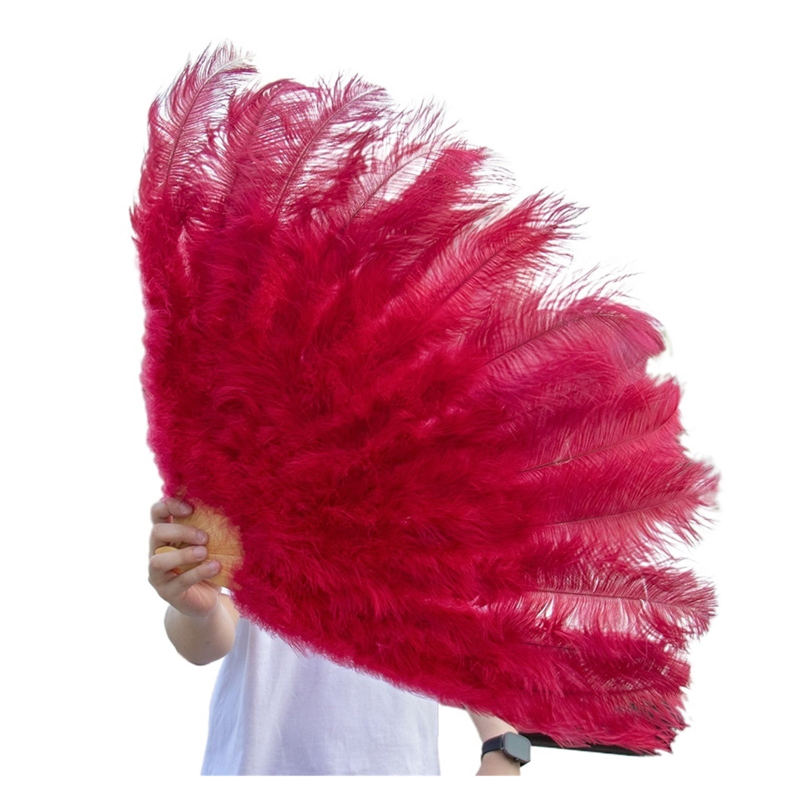 Feather Fan Hand Held Dance Folding Big Plumes Fans Performance Dance ...