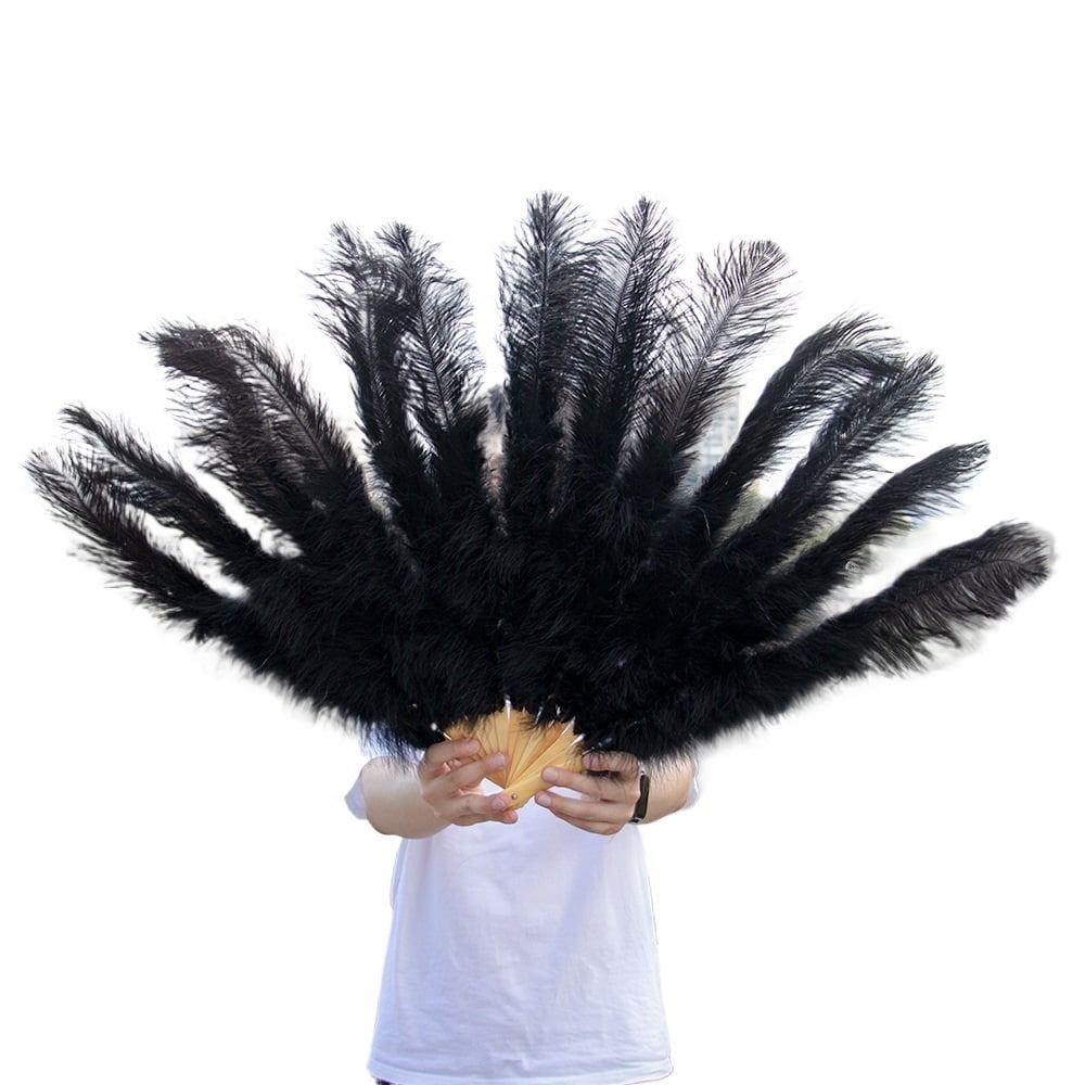 Feather Fan Large Ostrich Feather Fan Lady Wedding Halloween Party ...