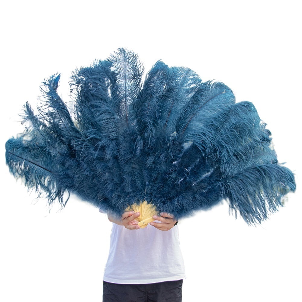 Feather Fan Large Ostrich Feather Fan Lady Wedding Halloween Party ...