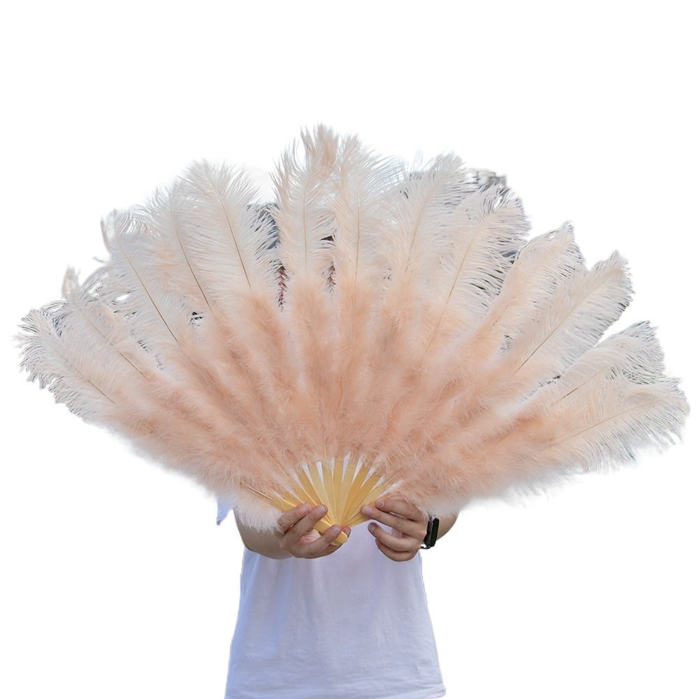 Feather Fan Large Ostrich Feather Fan Lady Wedding Halloween Party ...