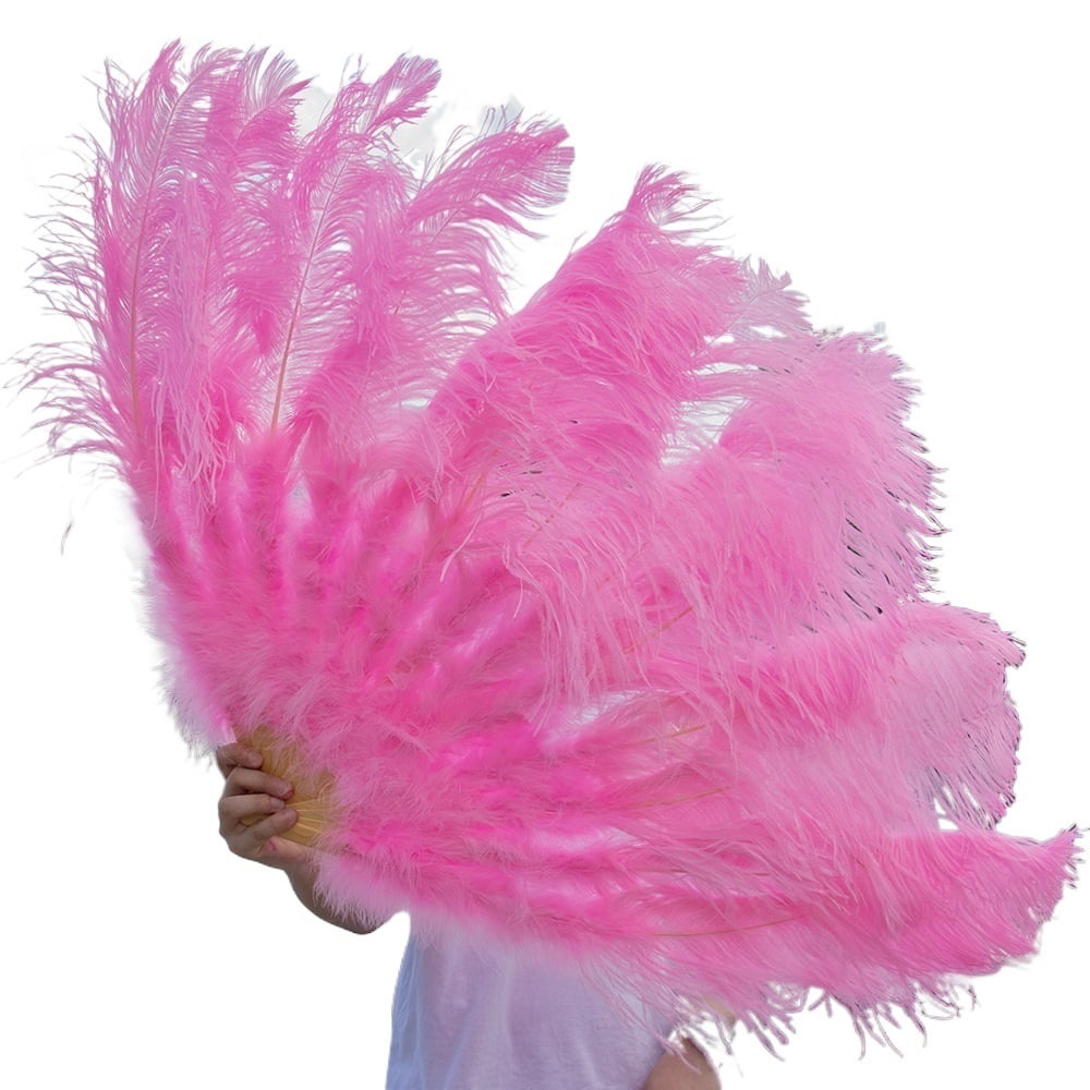 Feather Fan Large Ostrich Feather Fan Lady Wedding Halloween Party ...