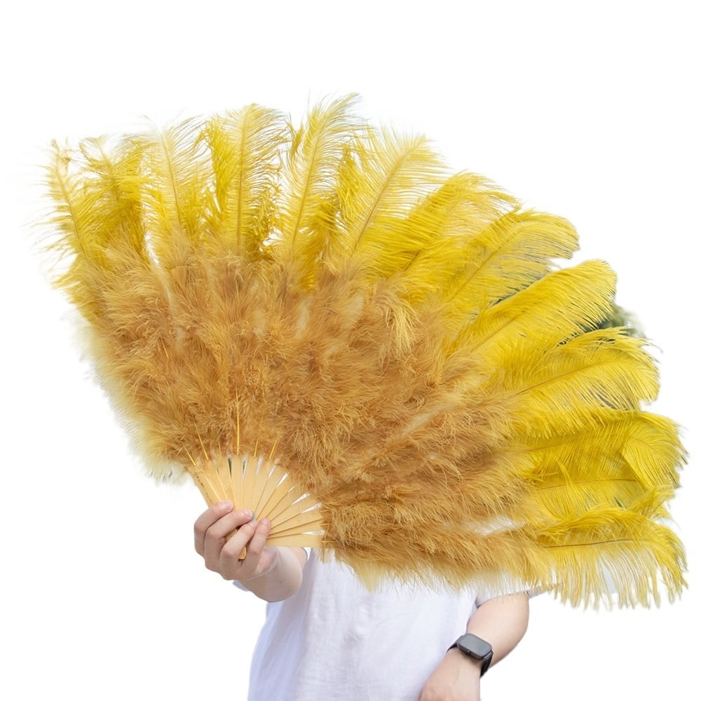 Feather Fan Large Ostrich Feather Fan Lady Wedding Halloween Party ...
