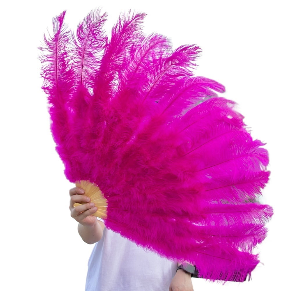 Feather Fan Large Ostrich Feather Fan Lady Wedding Halloween Party ...