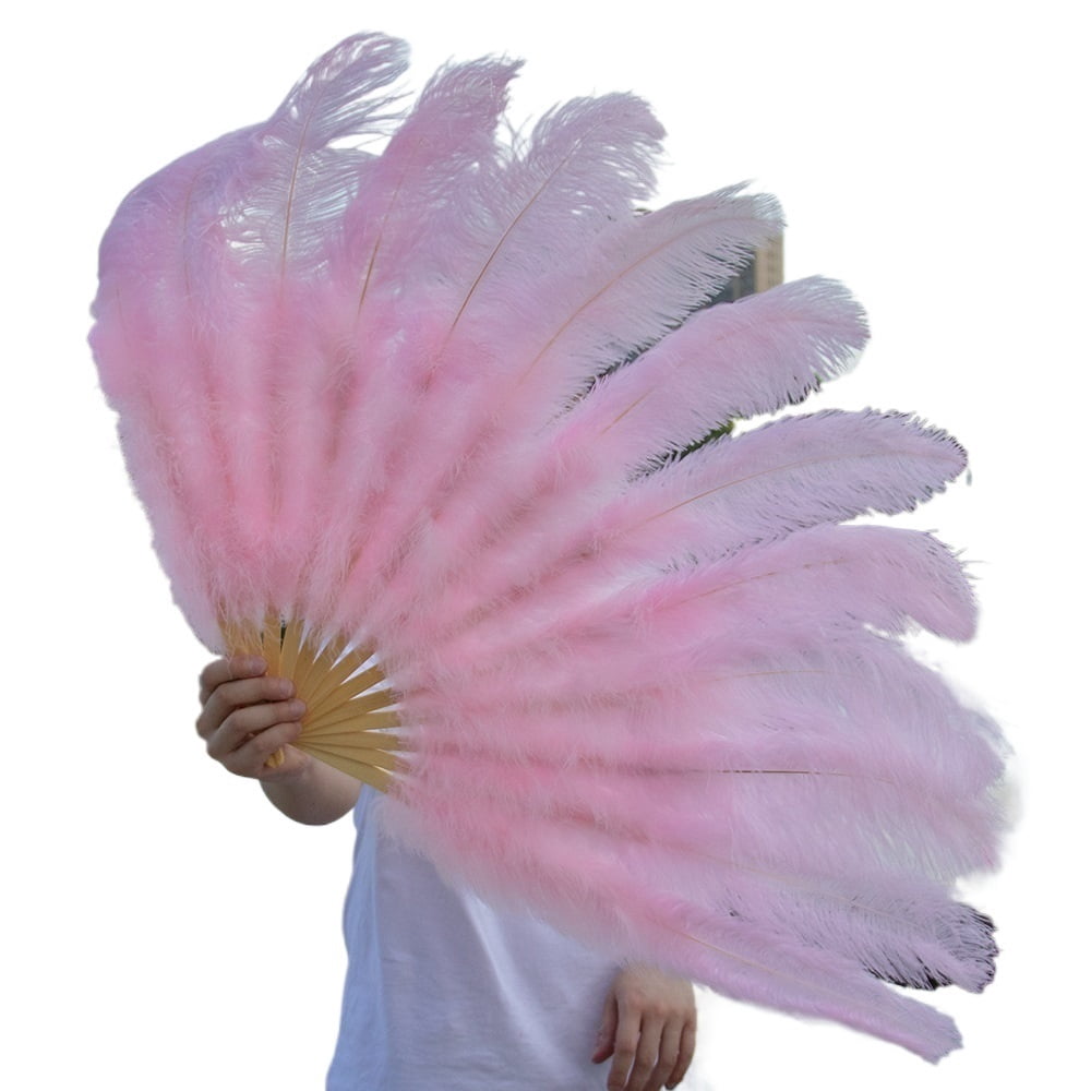 Feather Fan Large Ostrich Feather Fan Lady Wedding Halloween Party ...
