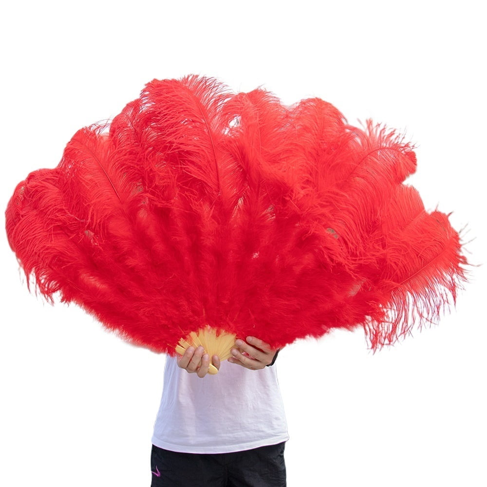 Feather Fan Large Ostrich Feather Fan Lady Wedding Halloween Party ...