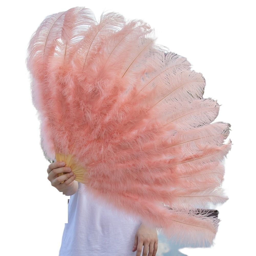 Feather Fan Large Ostrich Feather Fan Lady Wedding Halloween Party ...