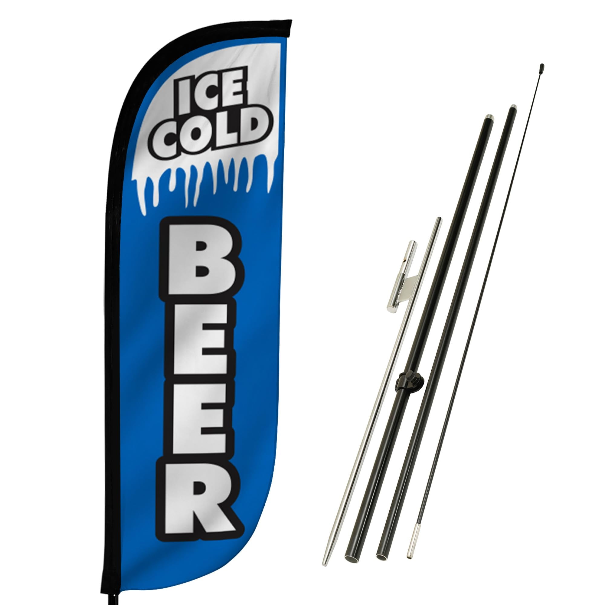 Feather Flag Pole Set 7 Feet Tall with Advertising Banner, Fiberglass ...