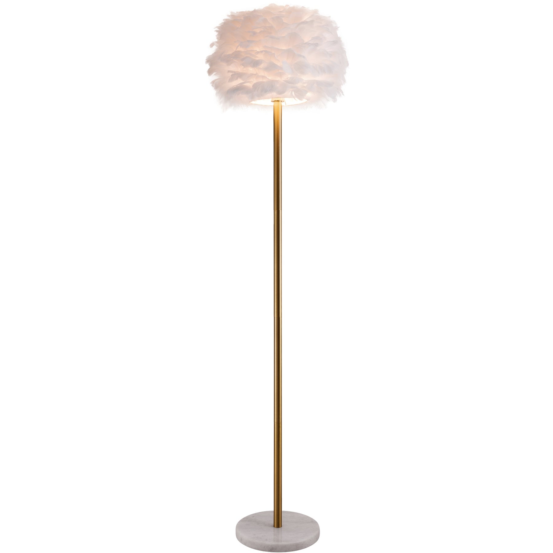 Feather Floor Lamp, Modern Floor Lamps with White Feather Shade,Bright ...