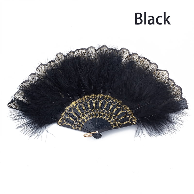 Feather Folding Fan Sweet Fairy Girl Dark Gothic Court Dance Hand Fan ...