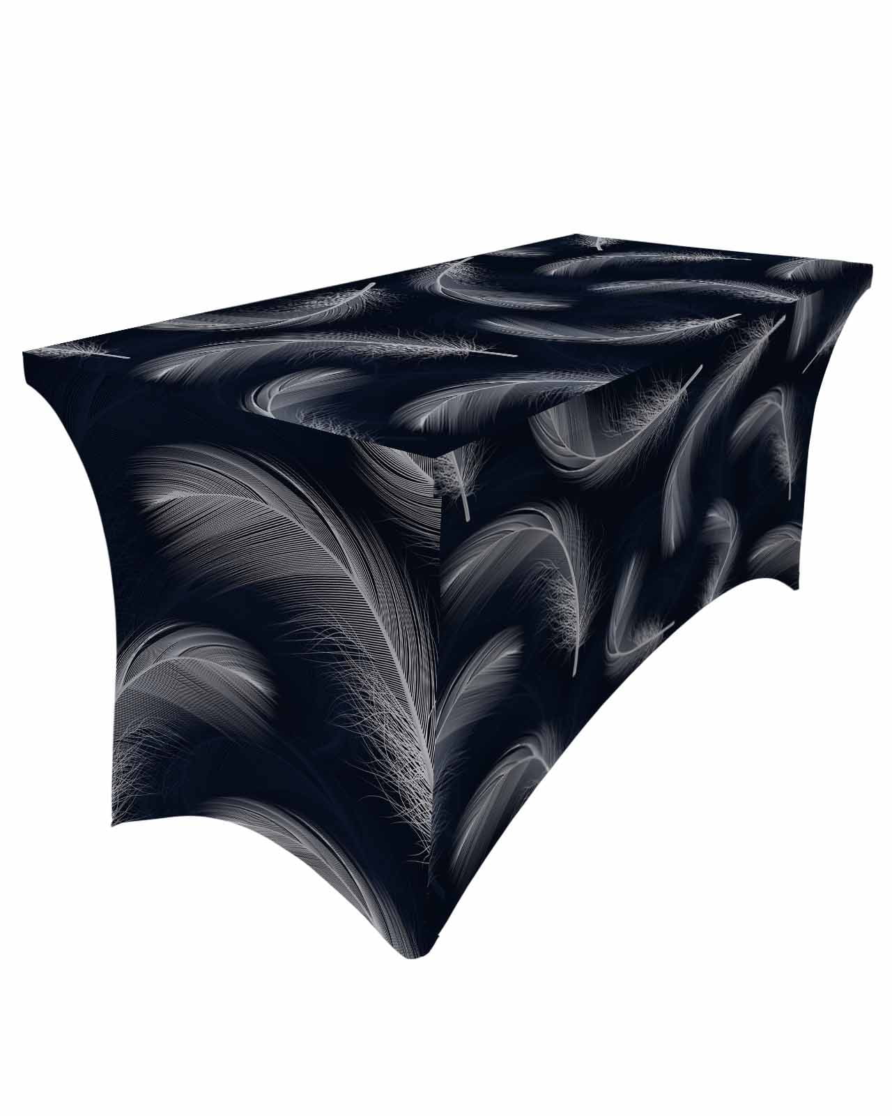 Feather Gradient Rectangular Elastic Table Skirt Wedding Hotel Table ...