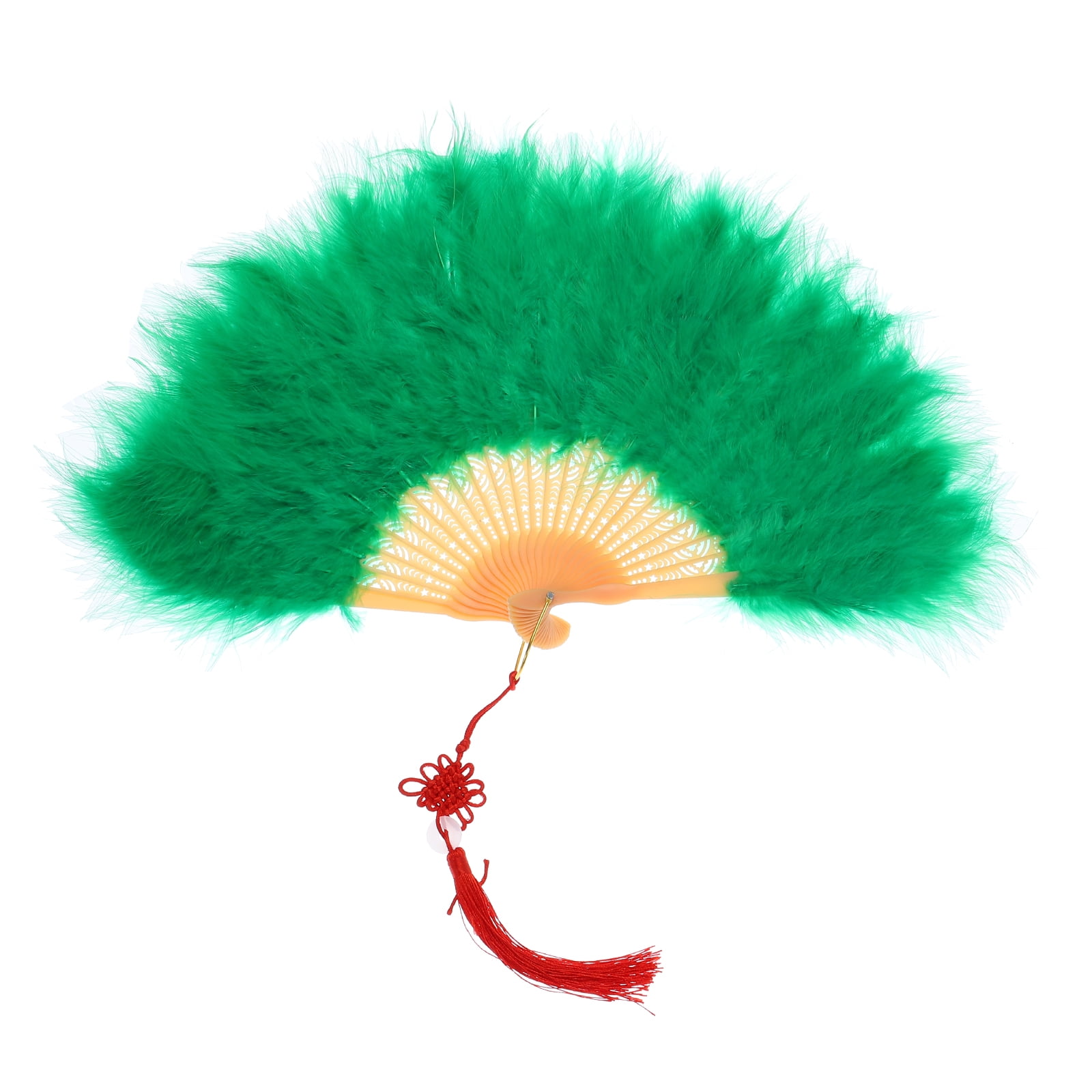 Feather Hand Fan Green Vintage Folding Fan with Chinese Knots - Walmart.com