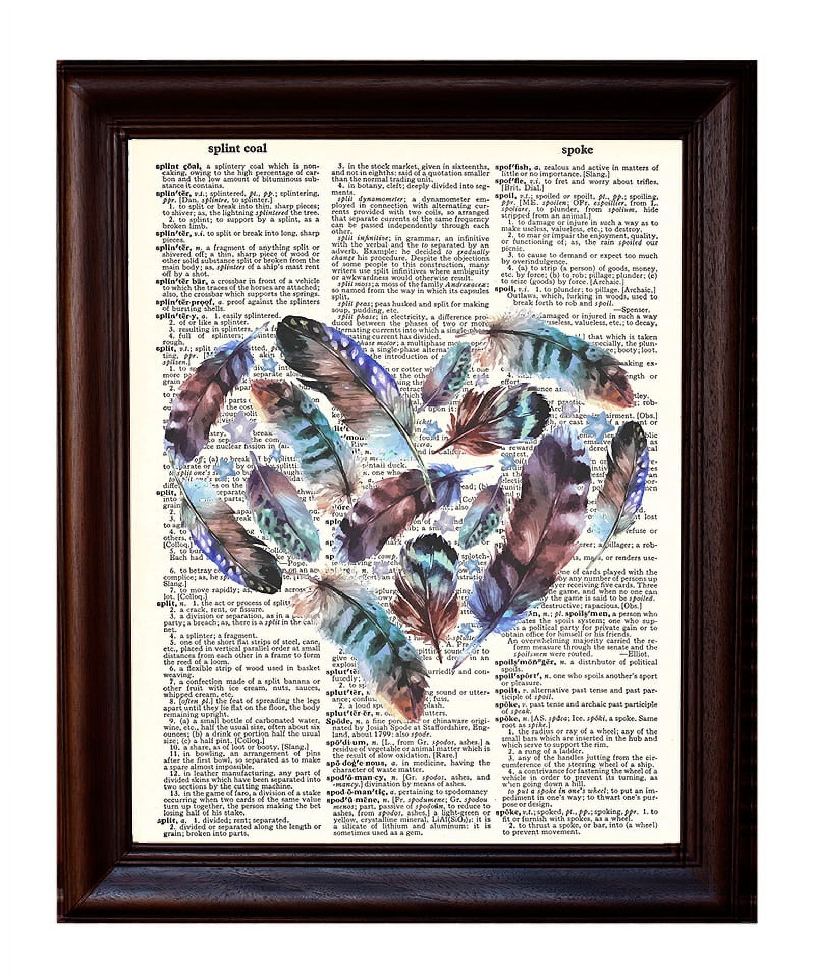 Feather Heart - Dictionary Art Print Printed On Authentic Vintage ...