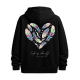 Feather Heart Life funny hoodies men's sweater hoodie black Casual ...