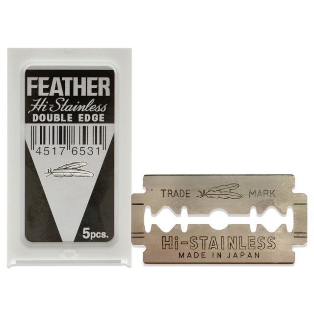 Feather Hi Stainless Double Edge Razor Blades by Jatai for Unisex - 5 ...