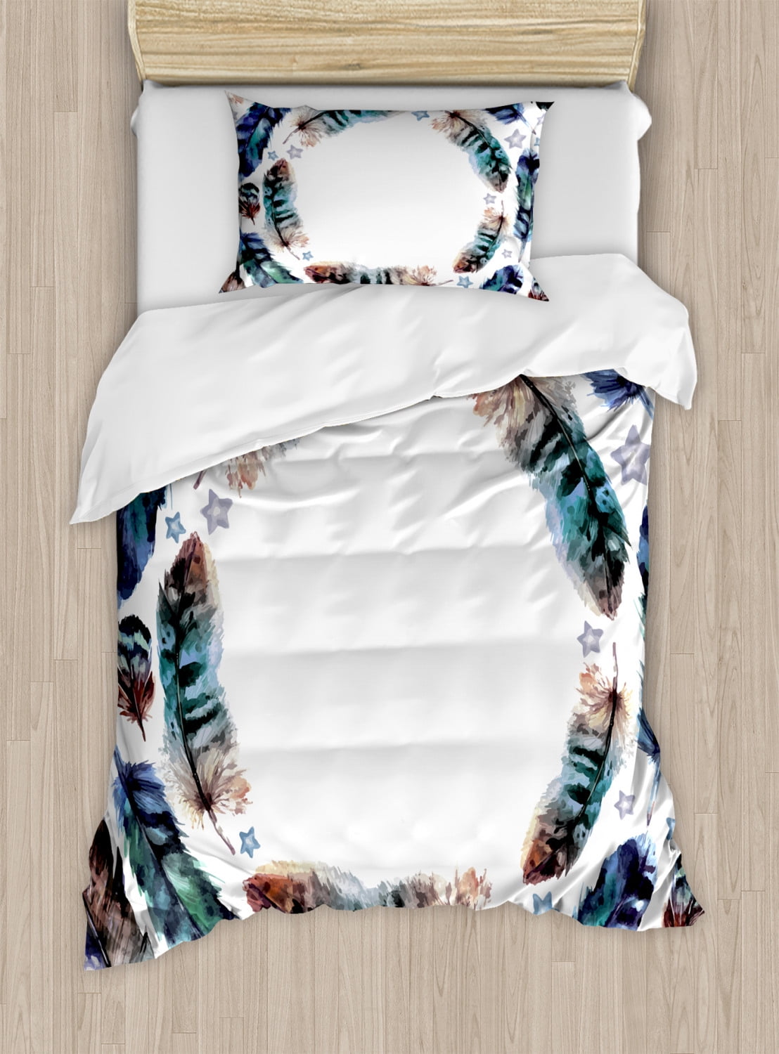 Feather House Decor Twin Size Duvet Cover Set, Spiral Vortex Concentric ...