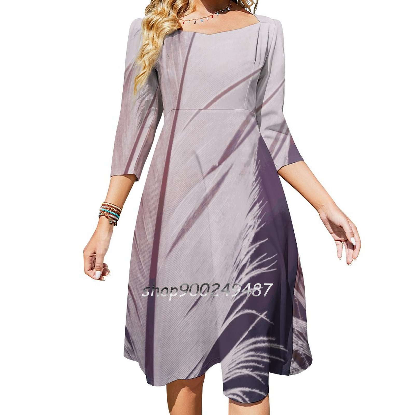 Feather In Pastel Ts Evening Party Dresses Midi Sexy Dress Female Sweet ...