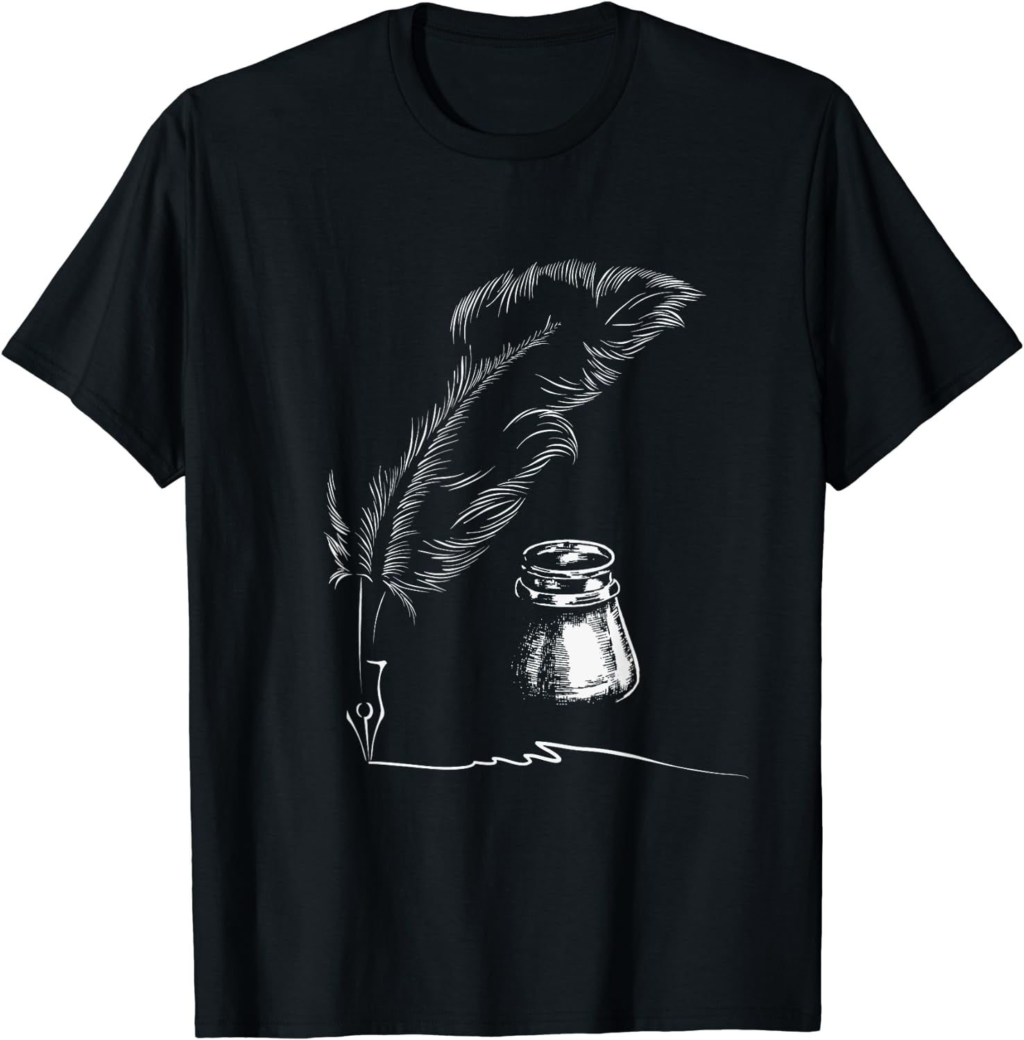 Feather Inkpot - Author Book Writer Novelist Poet Writing T-Shirt Black ...