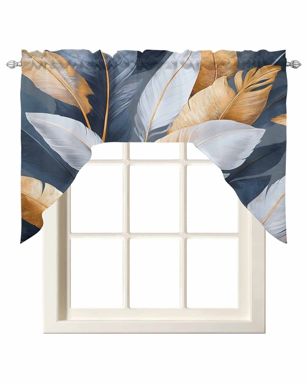 Feather Kitchen Swag Valances for Windows, Orange White Blue Oil ...