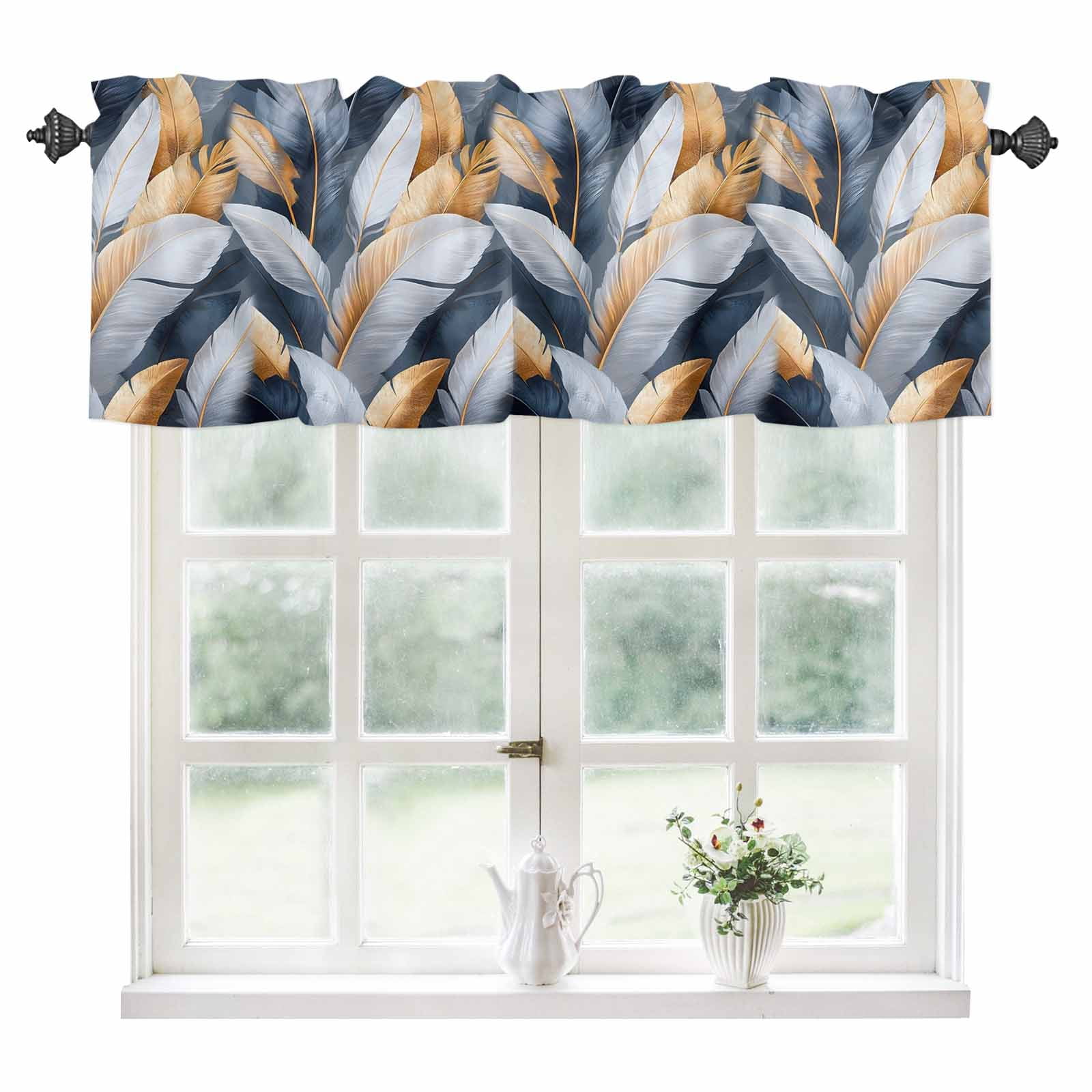 Feather Kitchen Valances for Windows 60x18 Inch Kitchen Curtains ...