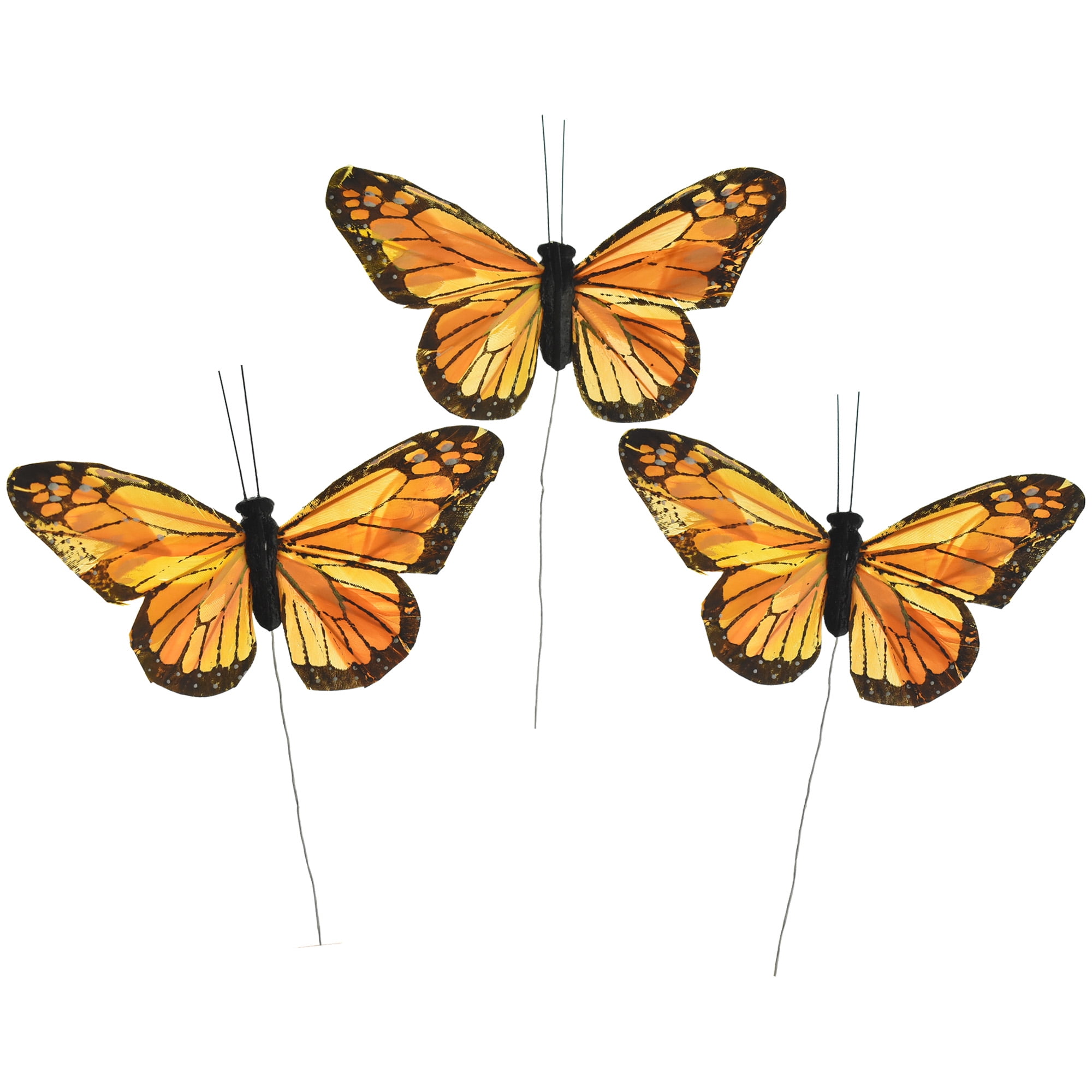 Feather Monarch Butterfly Floral Accent Picks, Orange, 5-Inch, 12-Piece ...