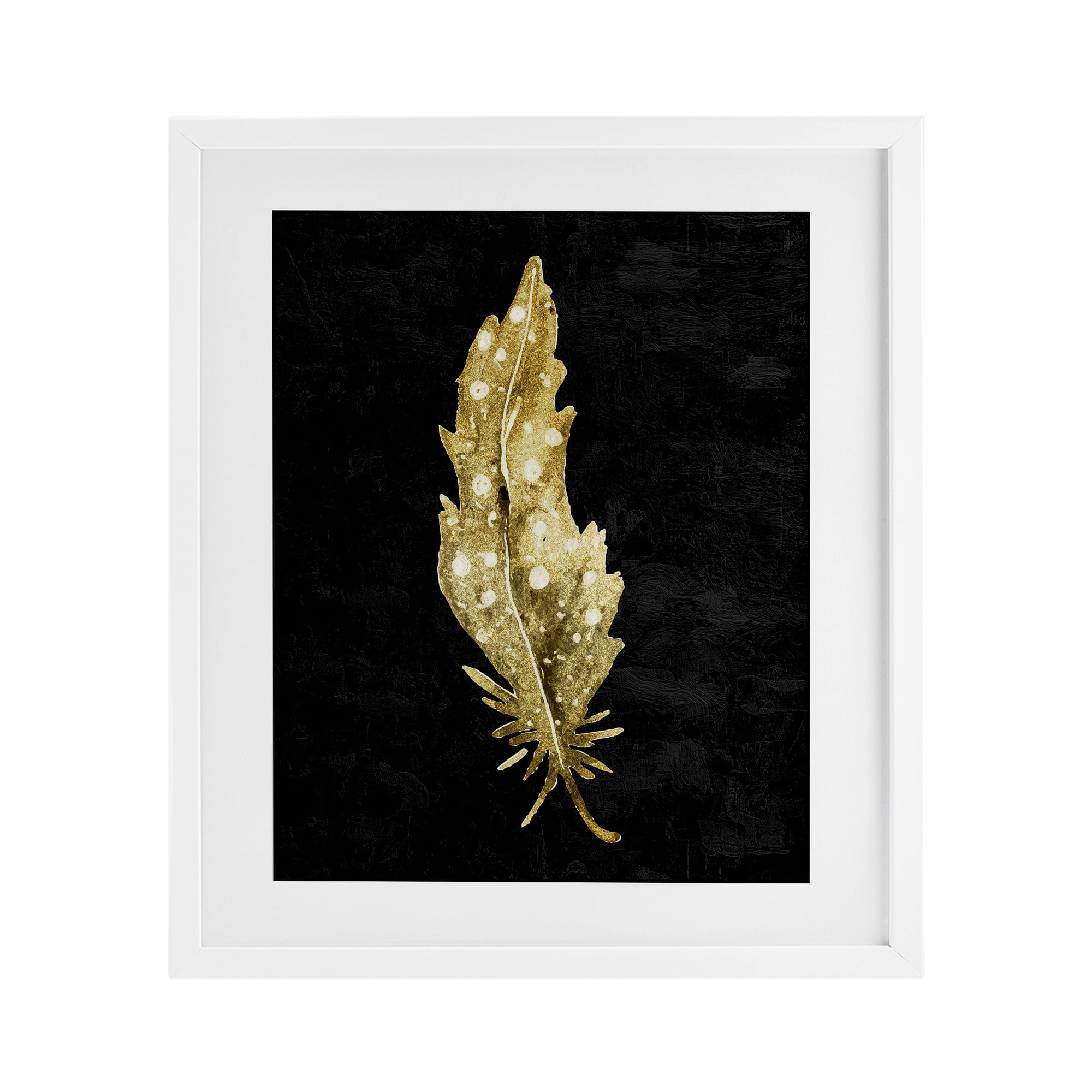 Feather On Black White Framed Print Under Glass, design by Kim Allen ...