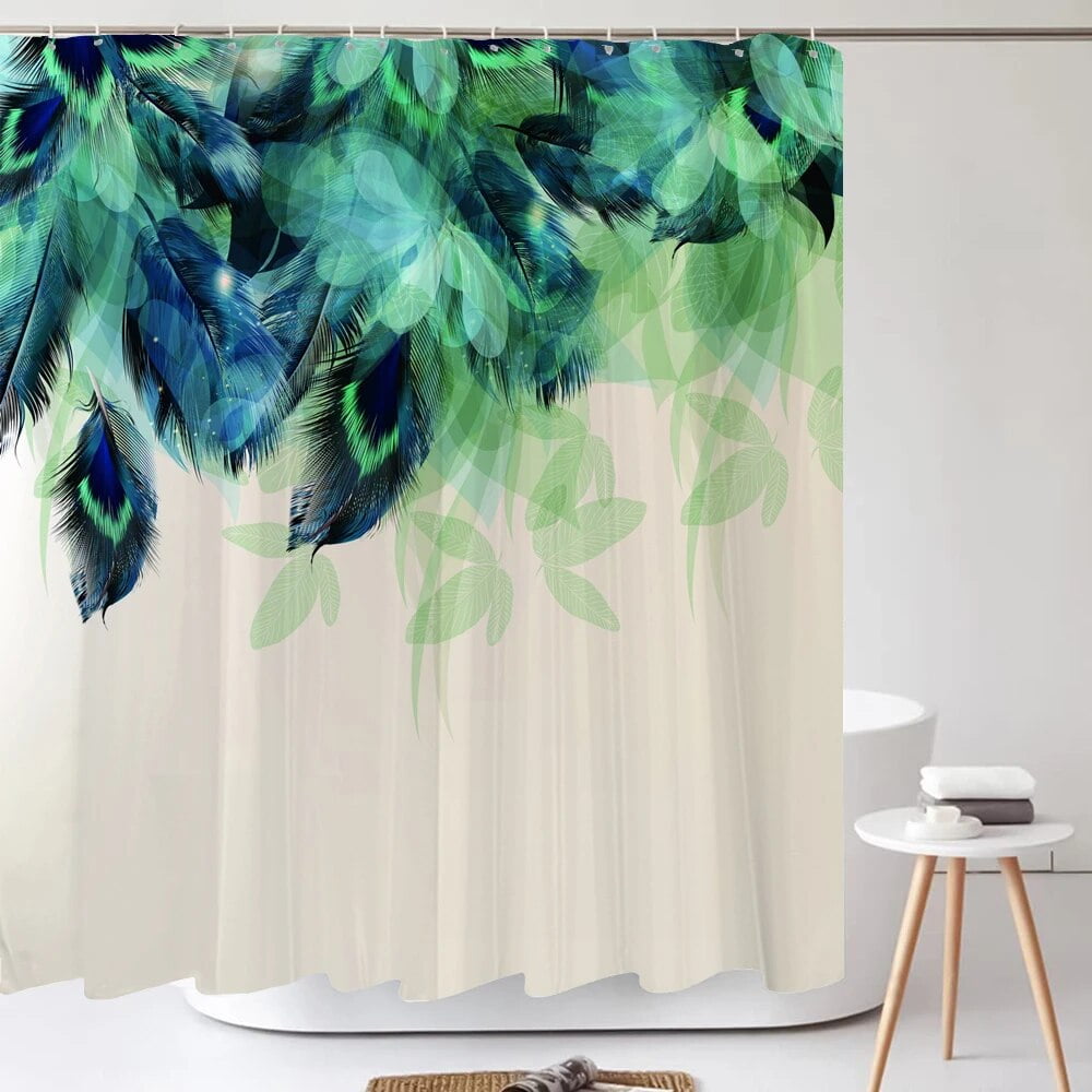 Feather Pattern Polyester Fiber Bath Curtain 3d Printed Shower Curtain ...