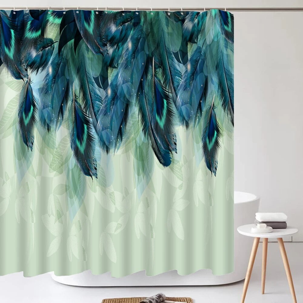 Feather Pattern Polyester Fiber Bath Curtain 3d Printed Shower Curtain ...