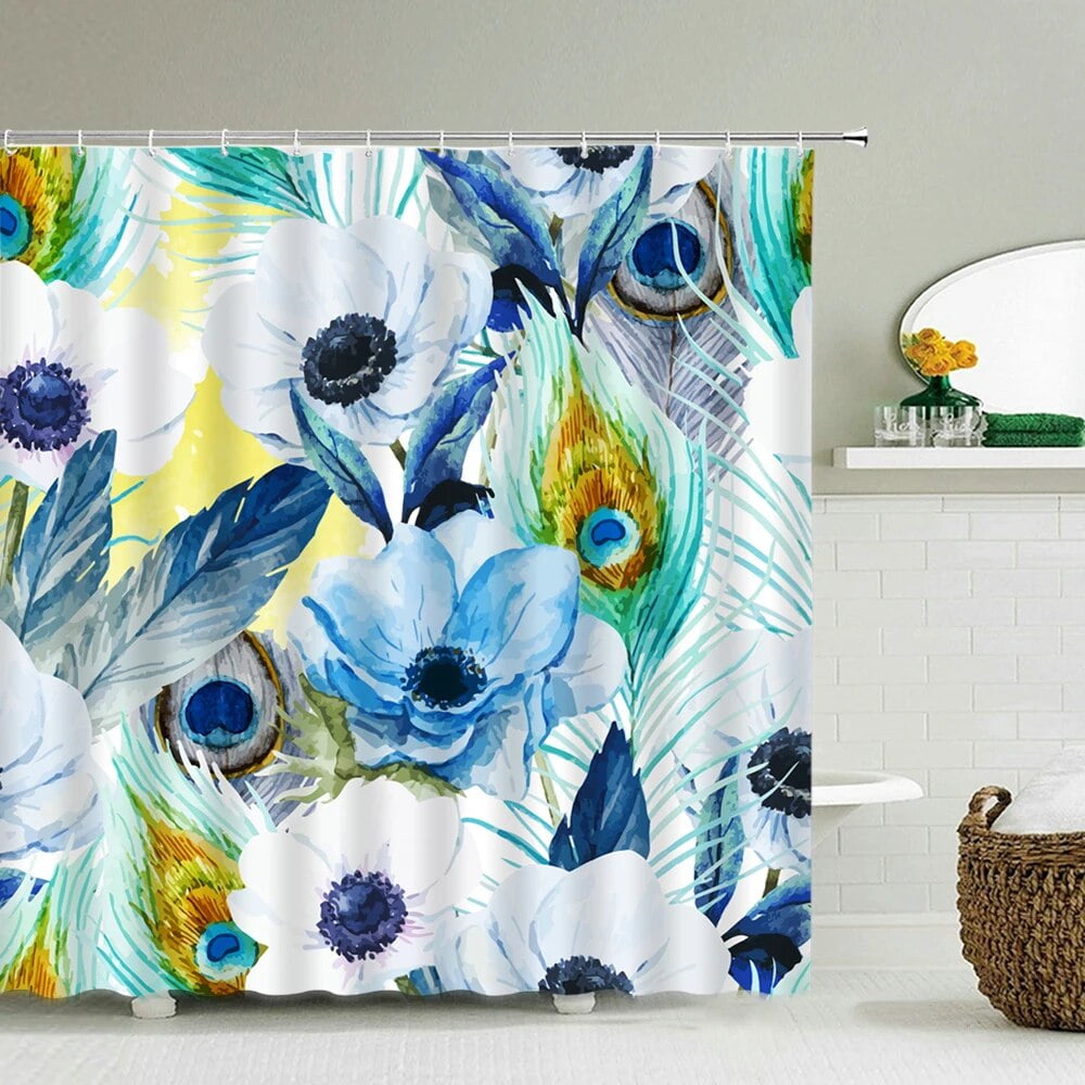 Feather Pattern Polyester Fiber Bath Curtain 3d Printed Shower Curtain ...