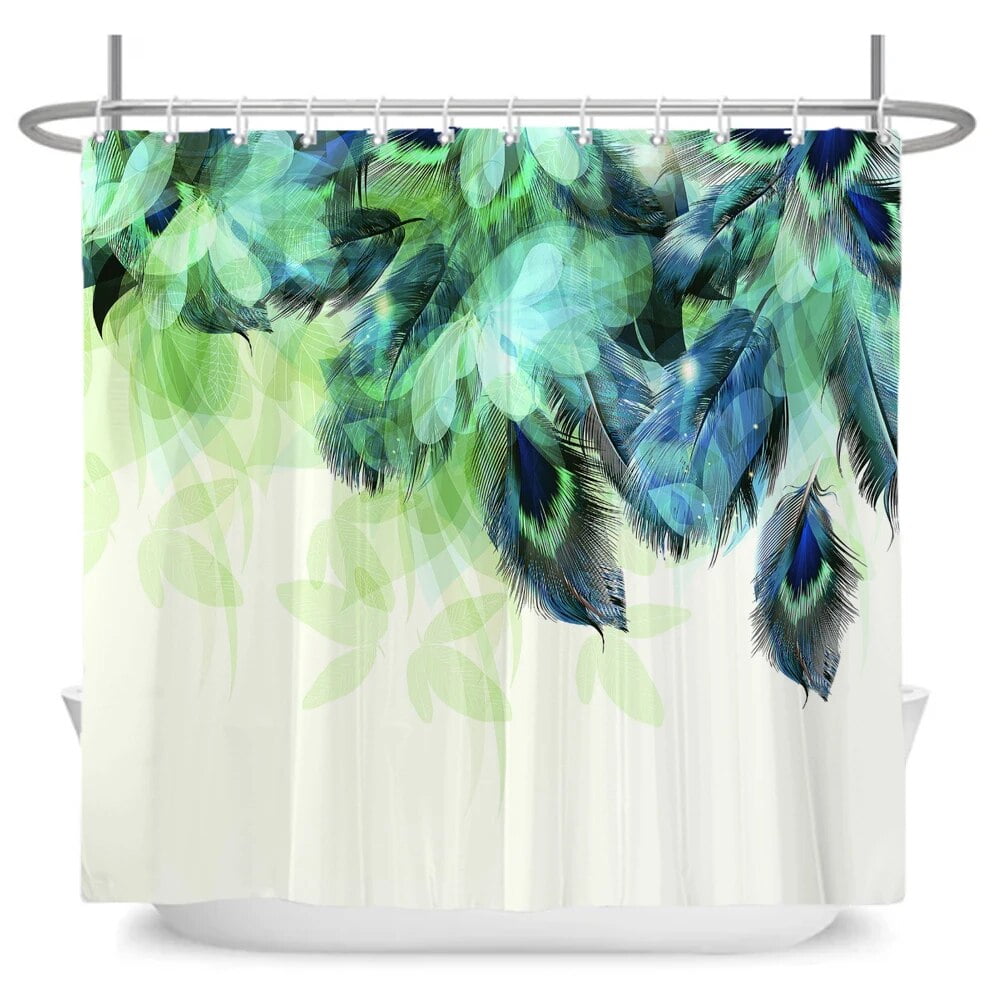 Feather Pattern Polyester Fiber Bath Curtain 3d Printed Shower Curtain ...