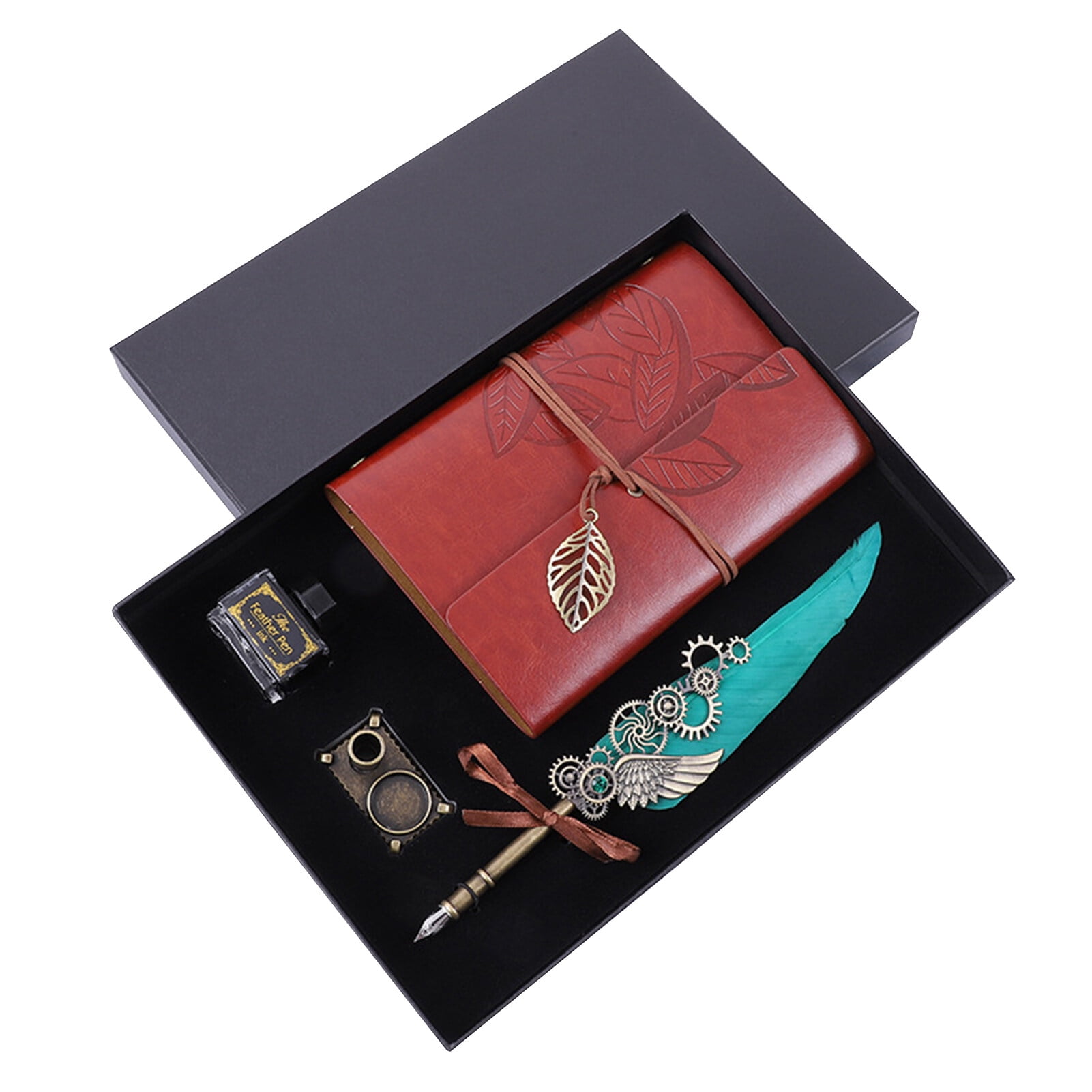 Feather Pen and Ink Set Retro Vintage Quill Pen Calligraphy Writing ...