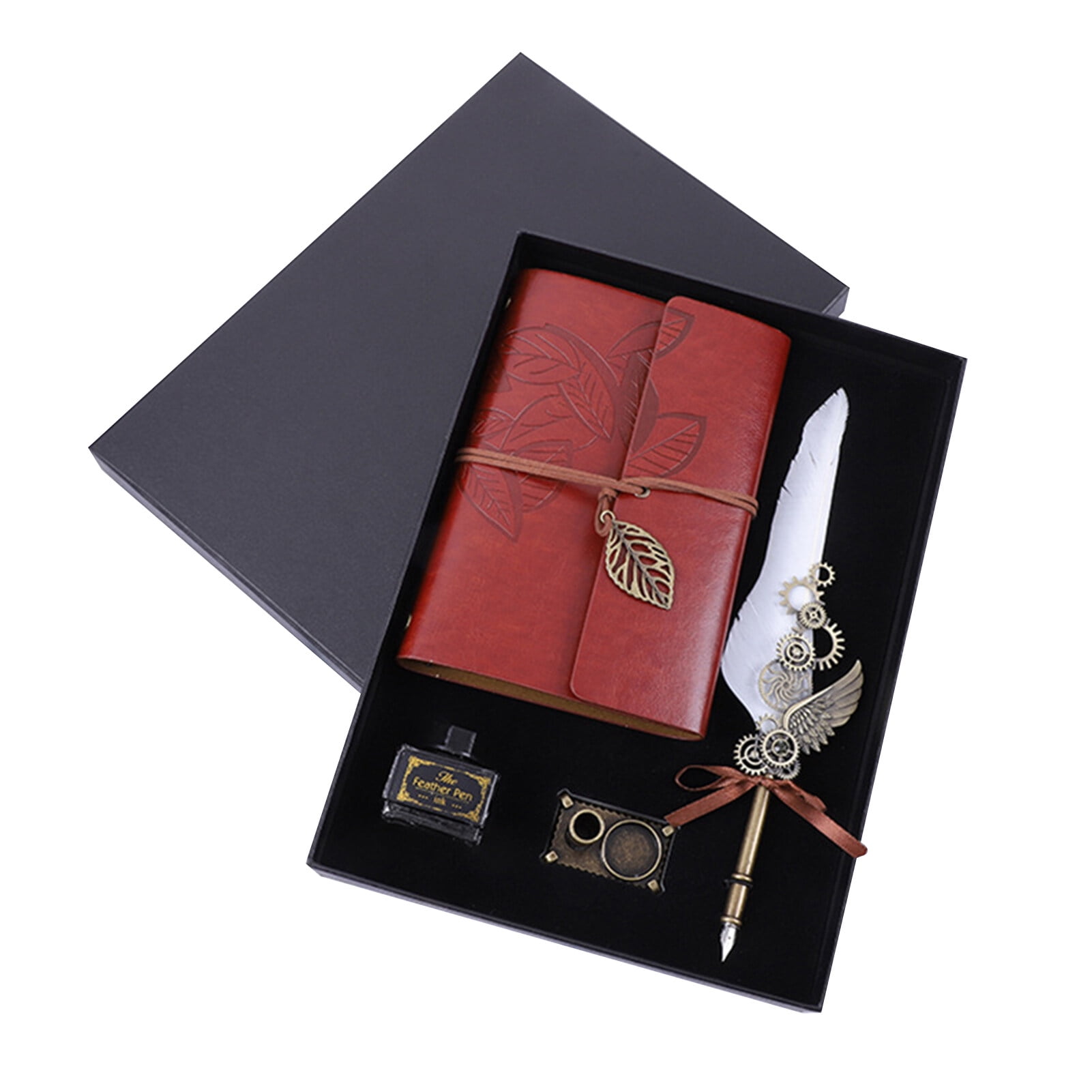 Feather Pen and Ink Set Retro Vintage Quill Pen Calligraphy Writing ...