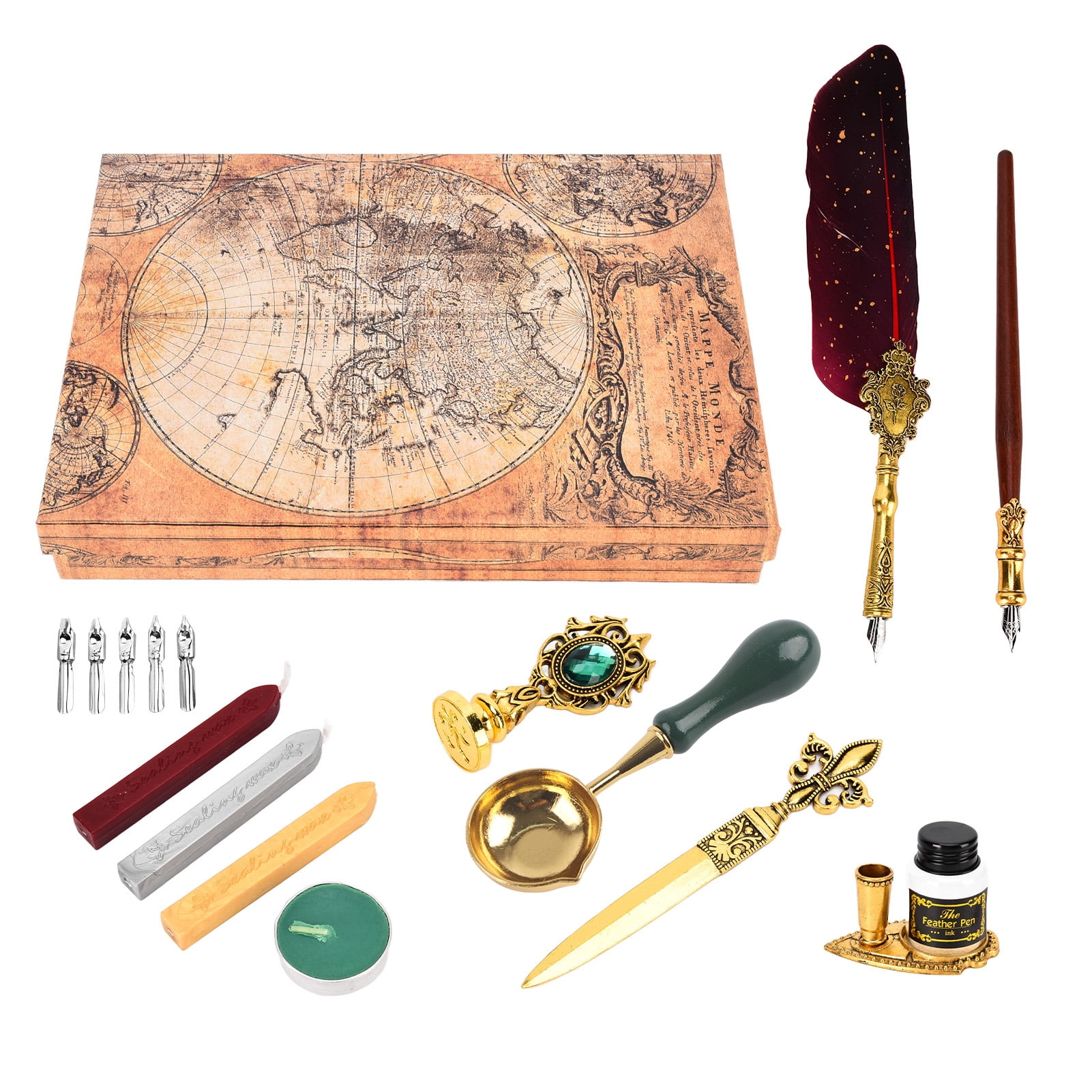 Feather Pen Set Painted Stamp Student Dip Pen Set European Style ...