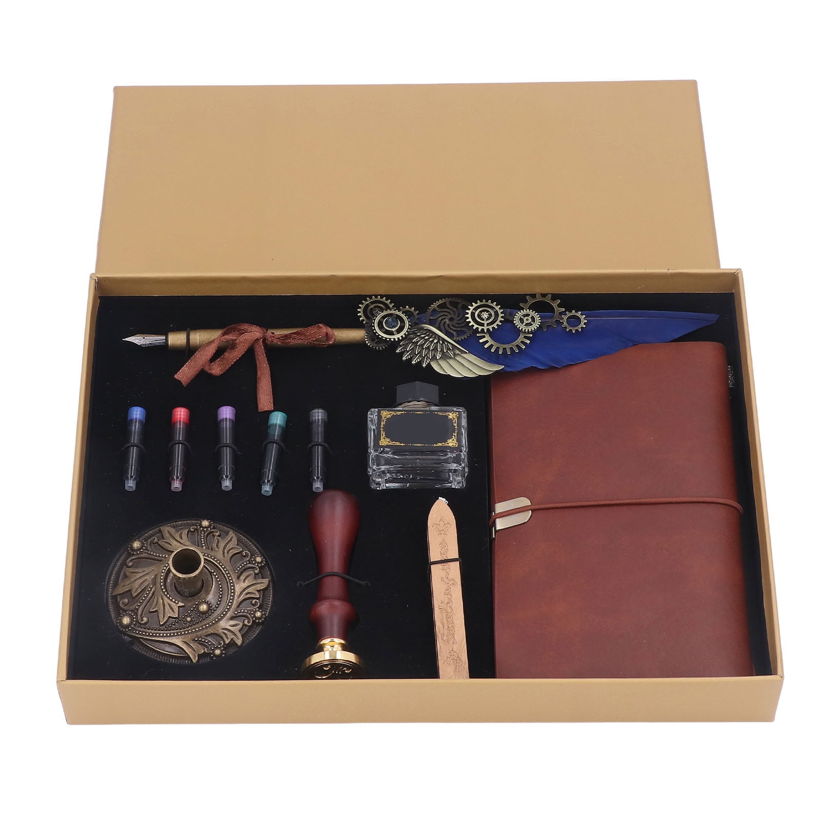 Feather Pen Set Retro Exquisite Fire Paint Wax Empty Ink Bottle Ink Sac ...