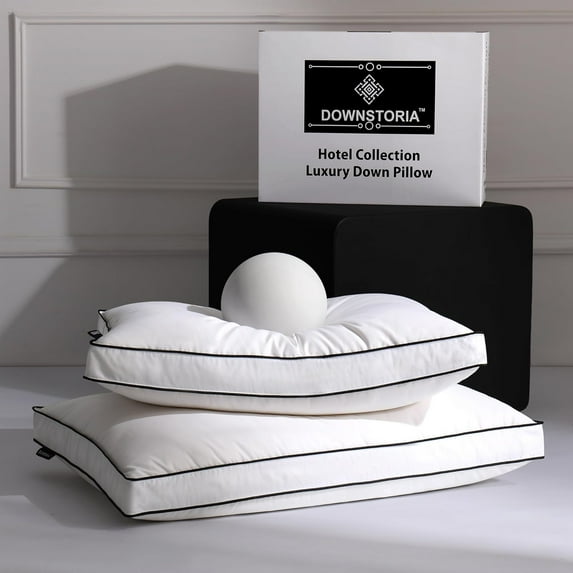 Feather Down Pillows Queen Size Set of 2 with Gusset, Luxury Hotel ...