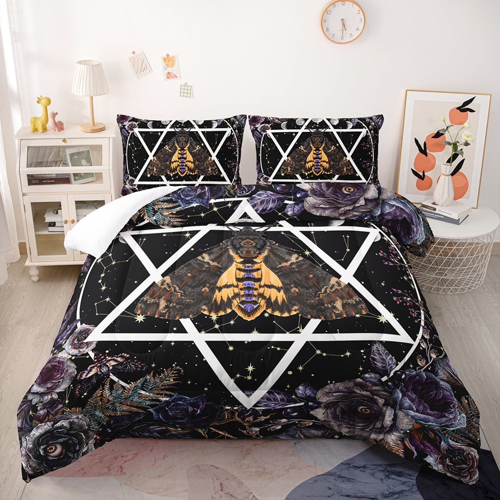 Feather Silk Cotton Quilt Moon Star Cat Animal Black Cat Mysterious ...