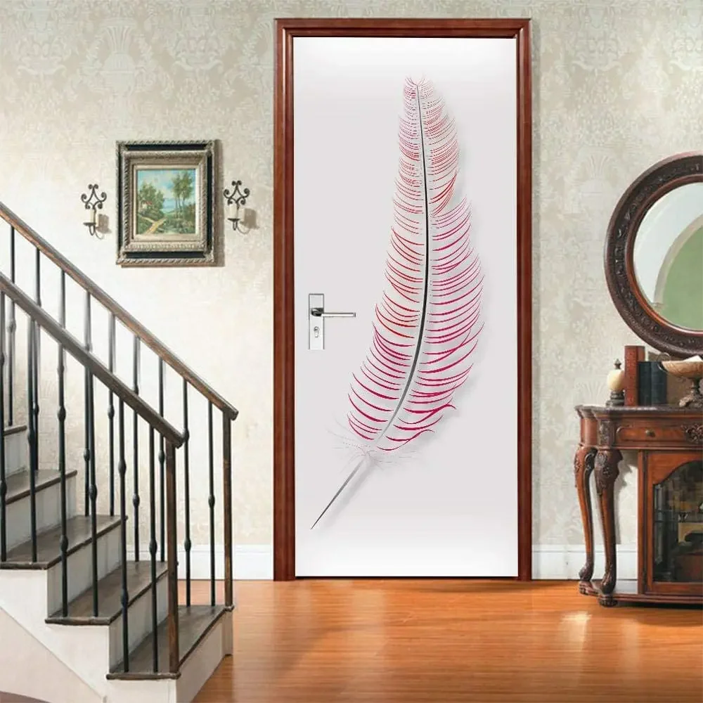 Feather Splash Ink Door Stickers Peacock Mural Sticker Self-adhesive ...