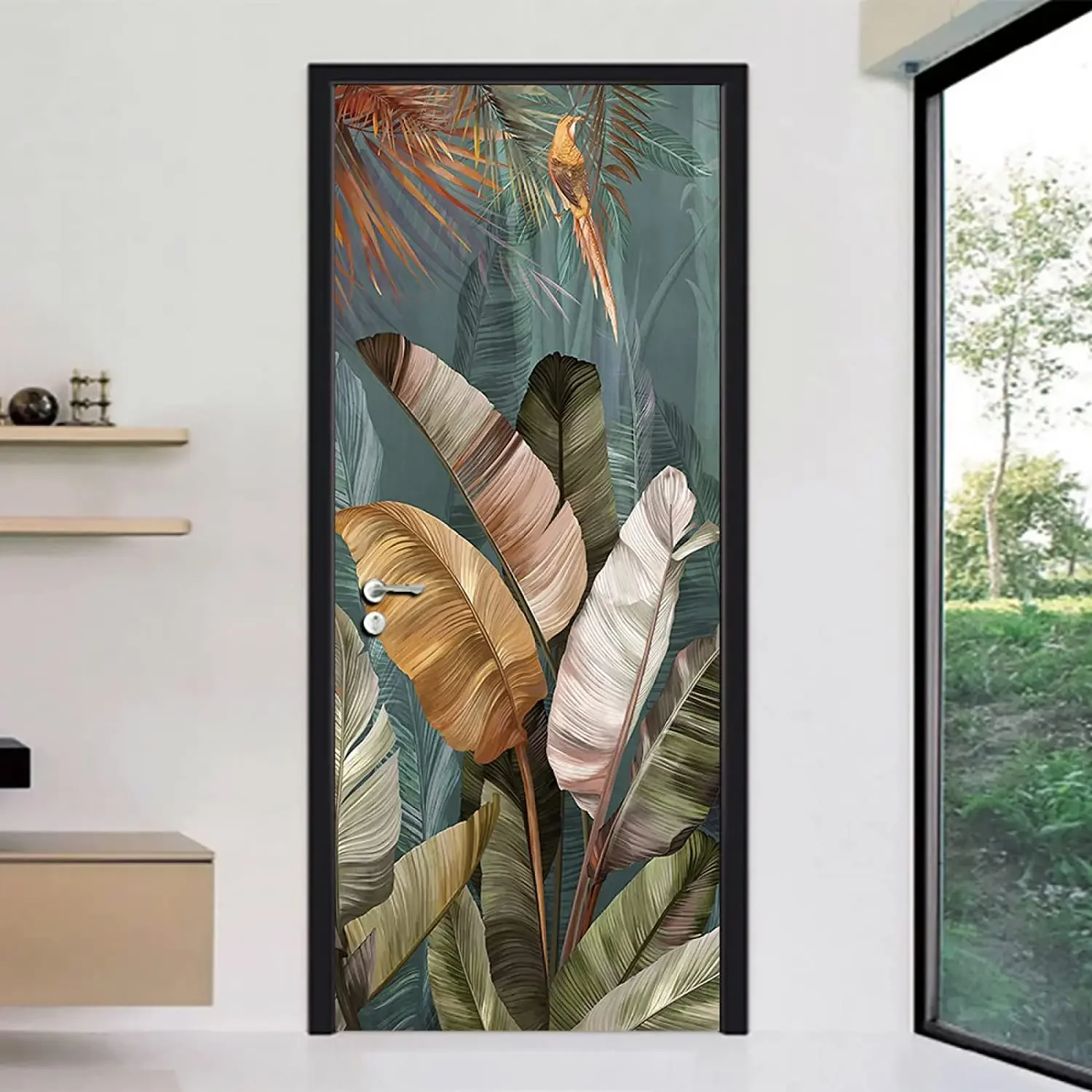 Feather Splash Ink Door Stickers Peacock Mural Sticker Self-adhesive ...