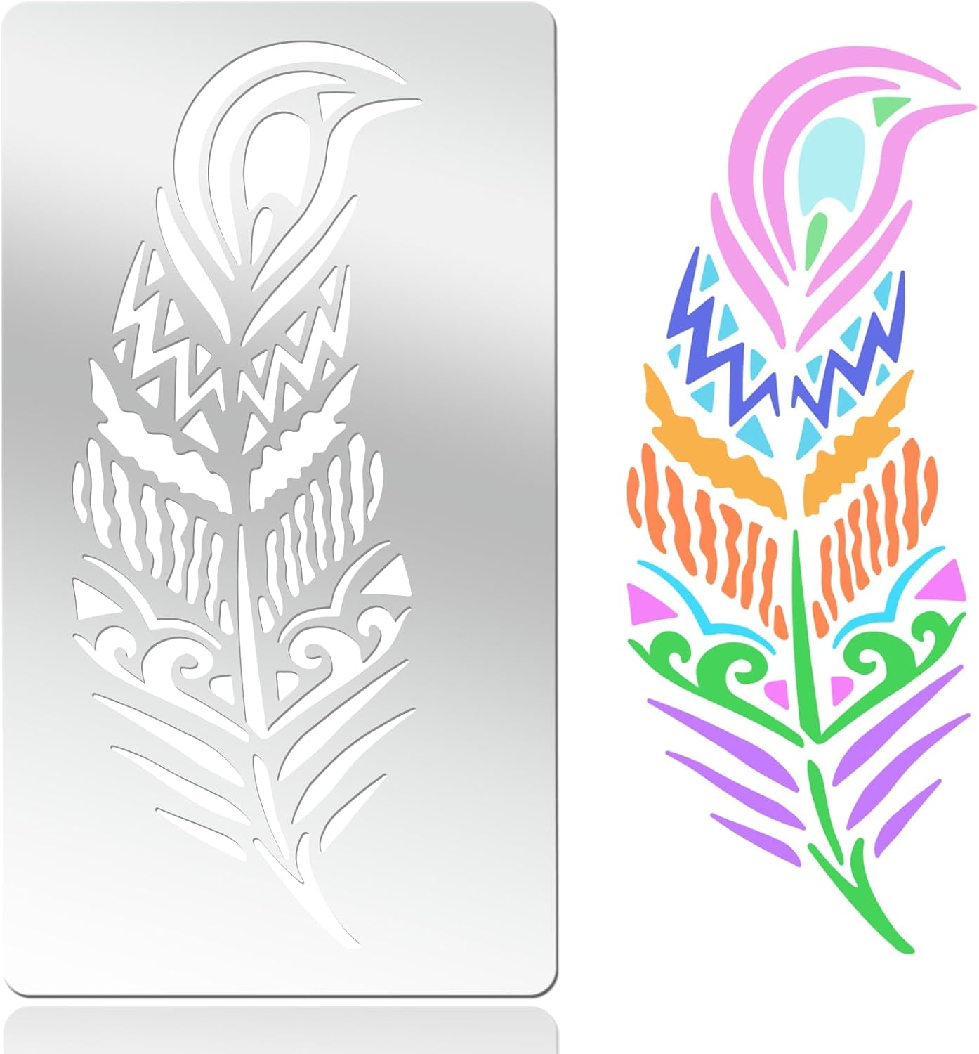 Feather Stainless Steel Stencil 4 x 7inch Metal Stencil Templates ...