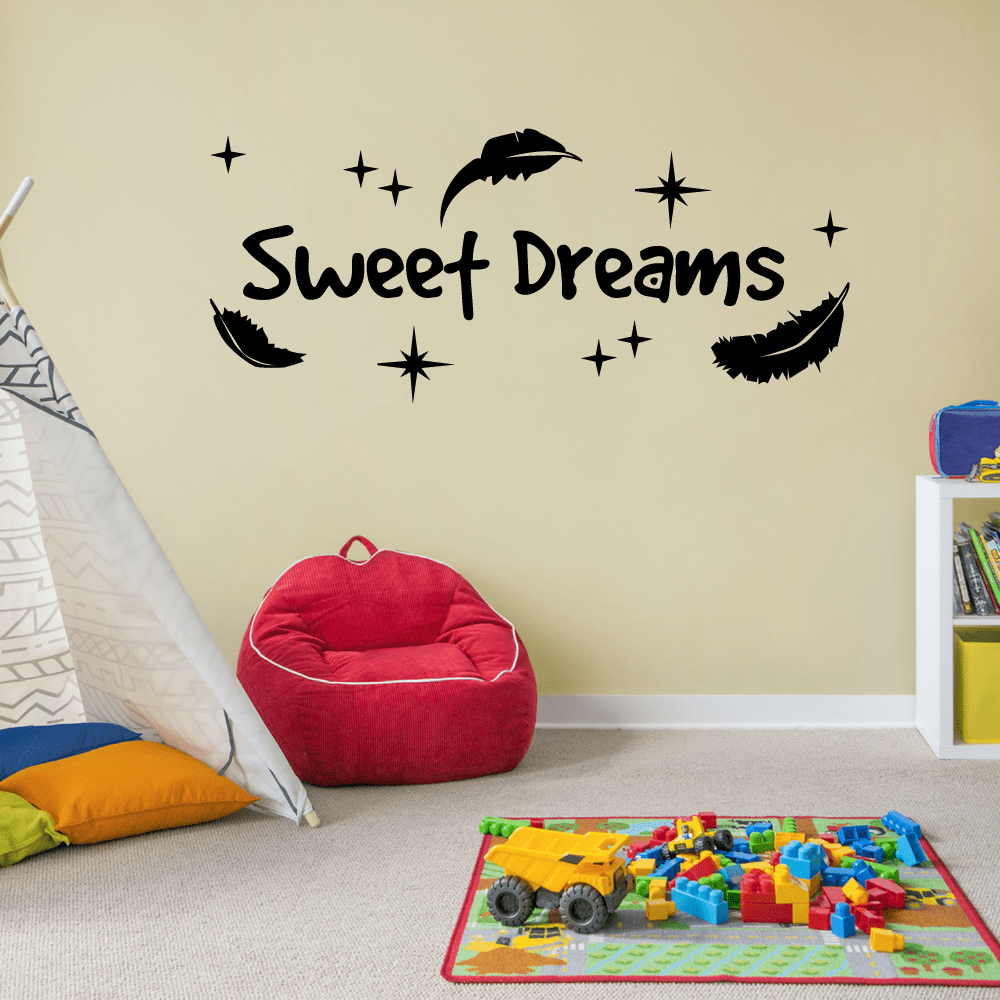Feather Star Sweet Dreams Good Night Dream Quotes Cute Sleeping Vinyl ...