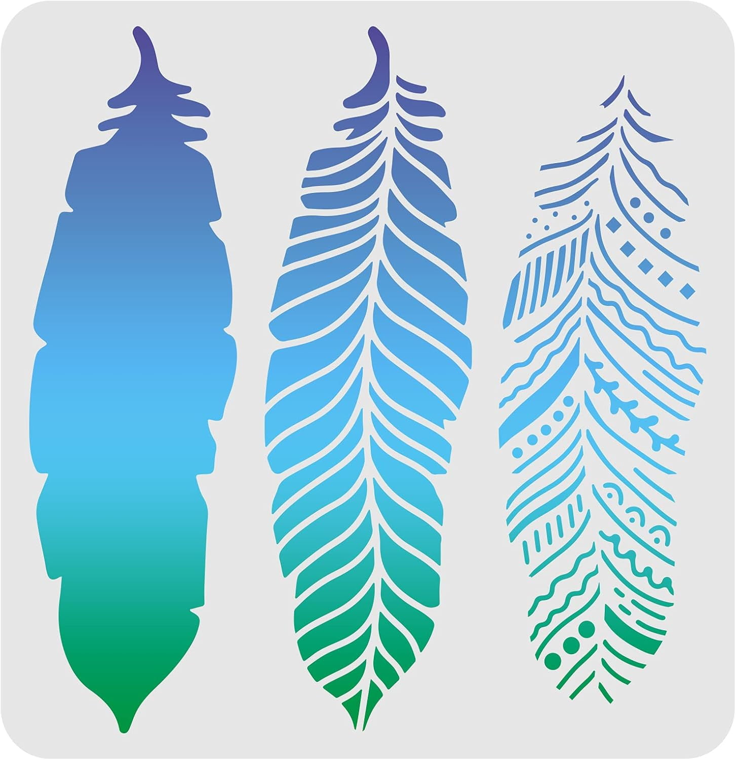 Feather Stencils Template 11.8x11.8inch Plastic Feather Drawing ...
