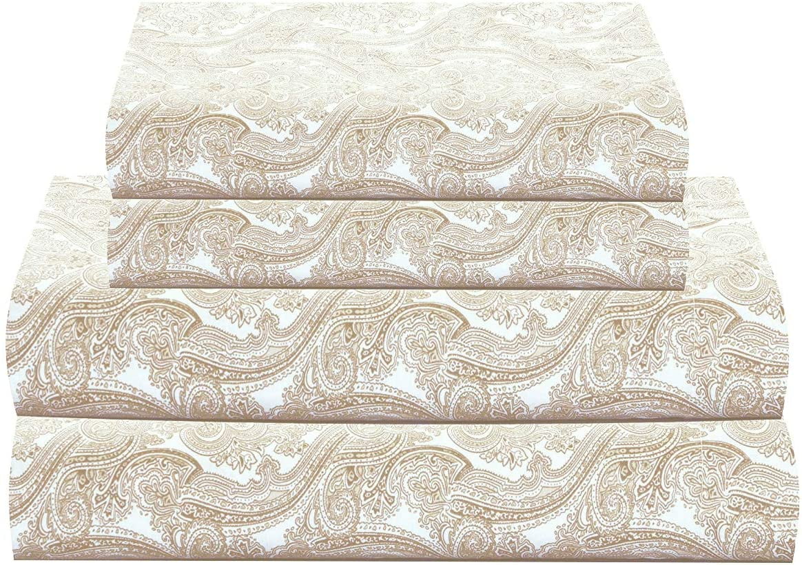 Feather & Stitch, 100% Cotton, 4pc Luxury Bed Sheet, Queen Size - Ivory ...