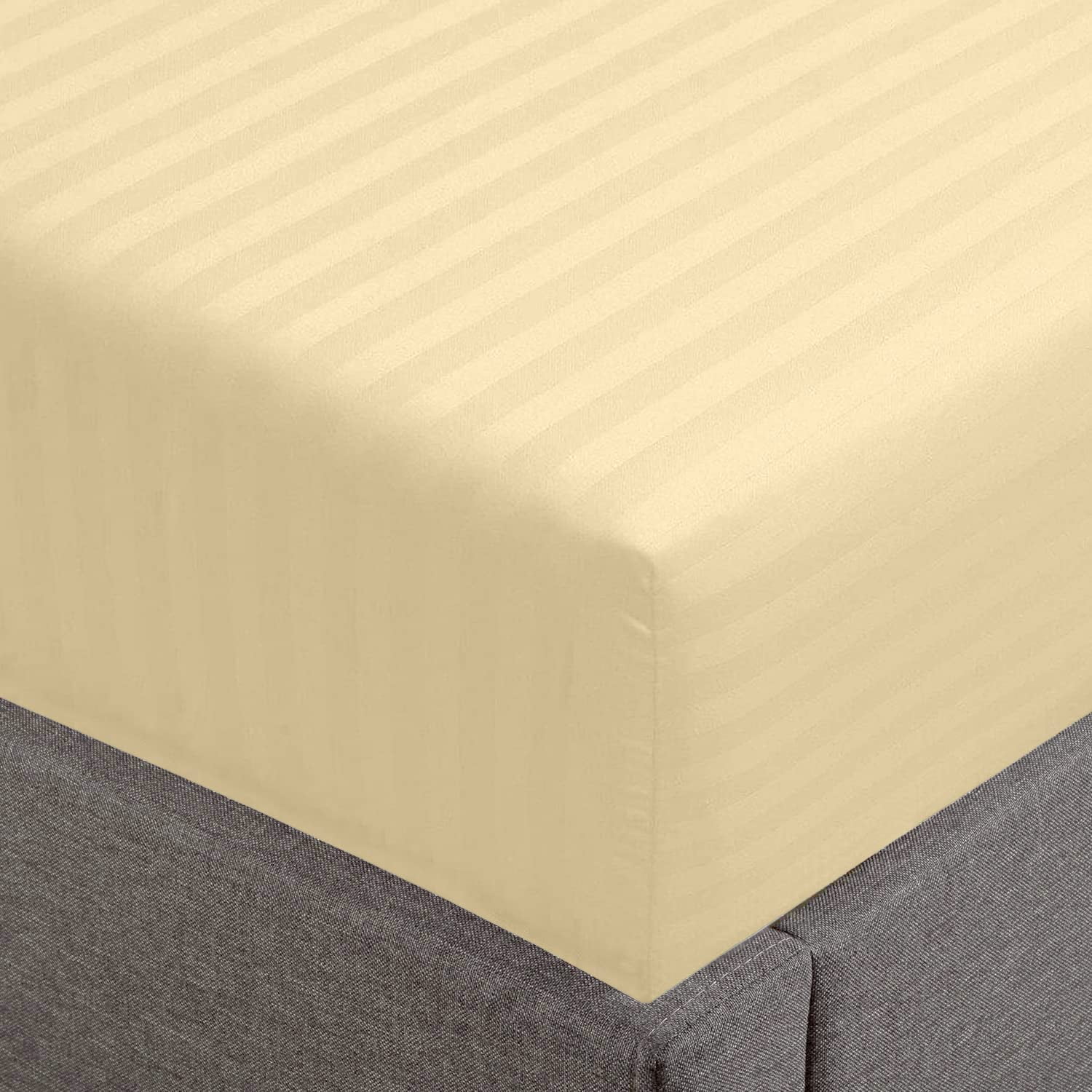 Feather & Stitch Damask Stripe Fitted Sheet 18-Inch-Deep Pocket ...