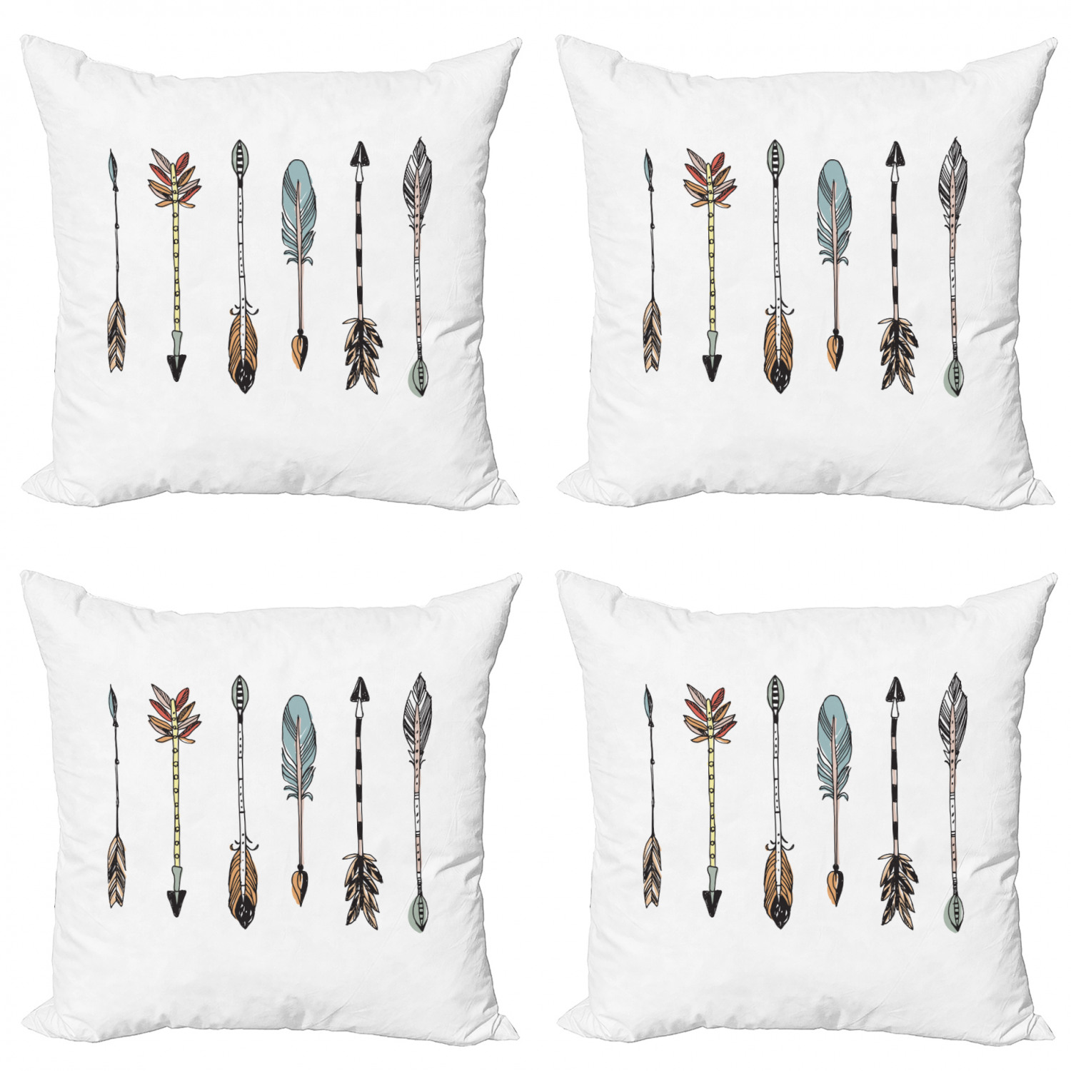 Ambesonne Feather Throw Pillow Cover 4 Pack, Tribal Arrows Drawn by ...