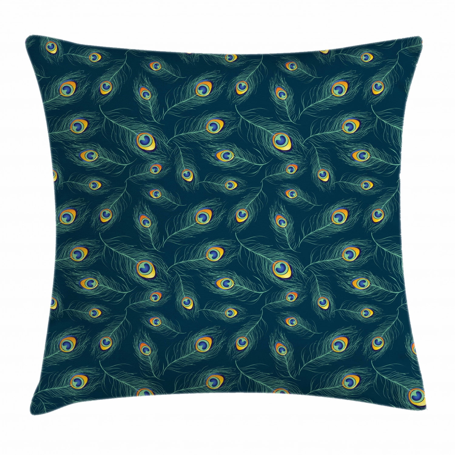 Feather Throw Pillow Cushion Cover, Colorful Middle Eastern Exotic ...