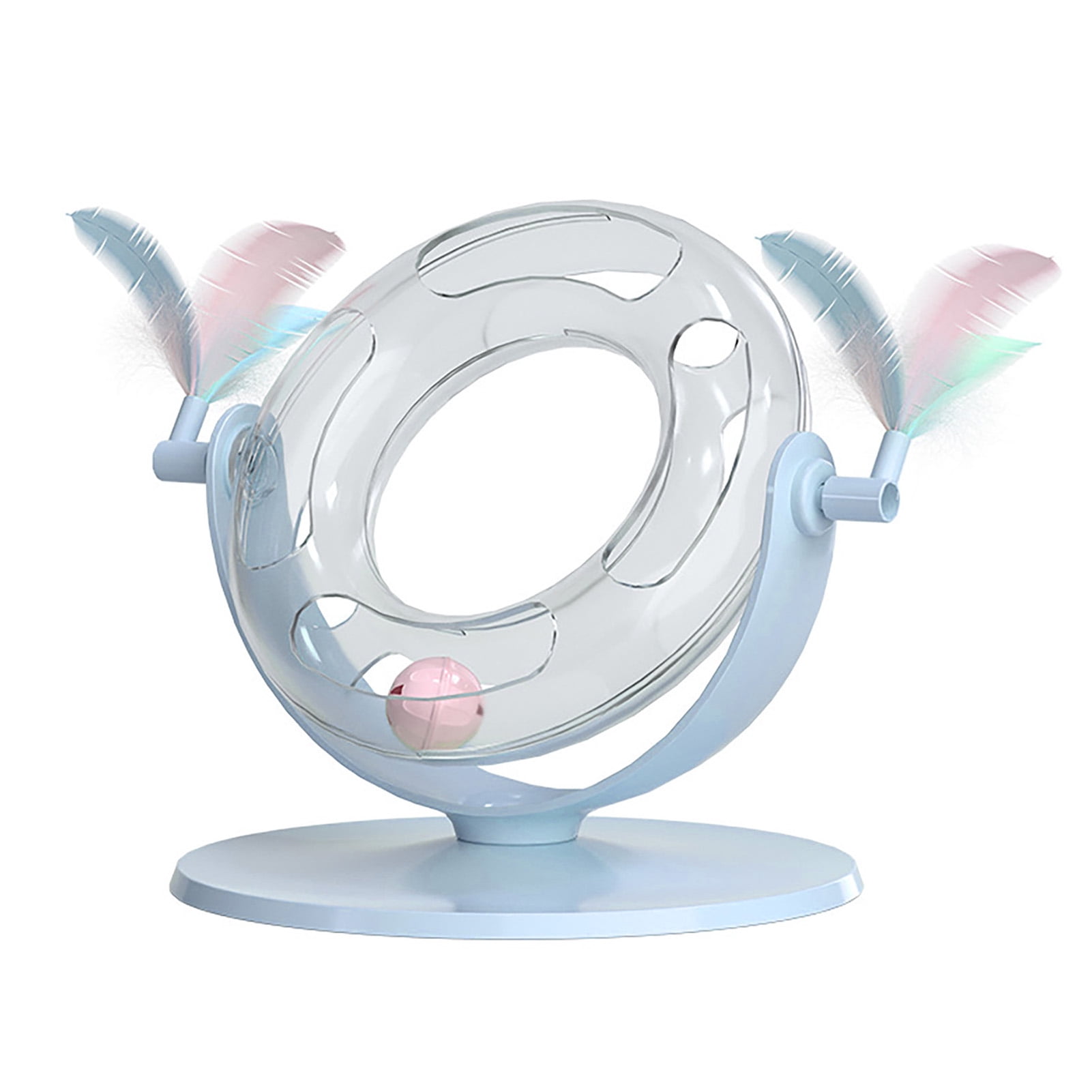 Feather Track Cat Toy 360 Degree Rotating Interactive Bell Ball Track ...