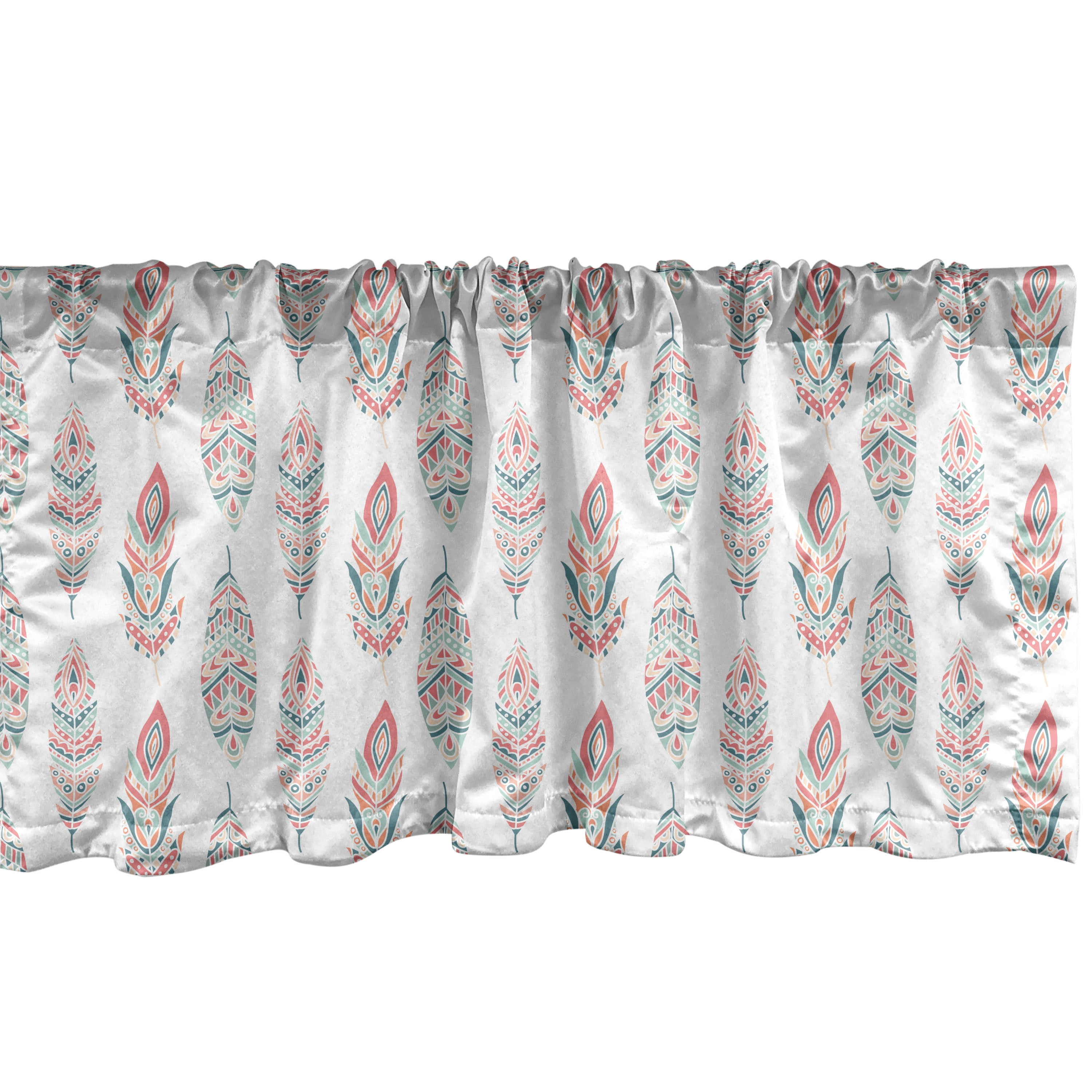 Feather Window Valance Pack of 2, Hand Drawn Motifs Culture Pastel ...