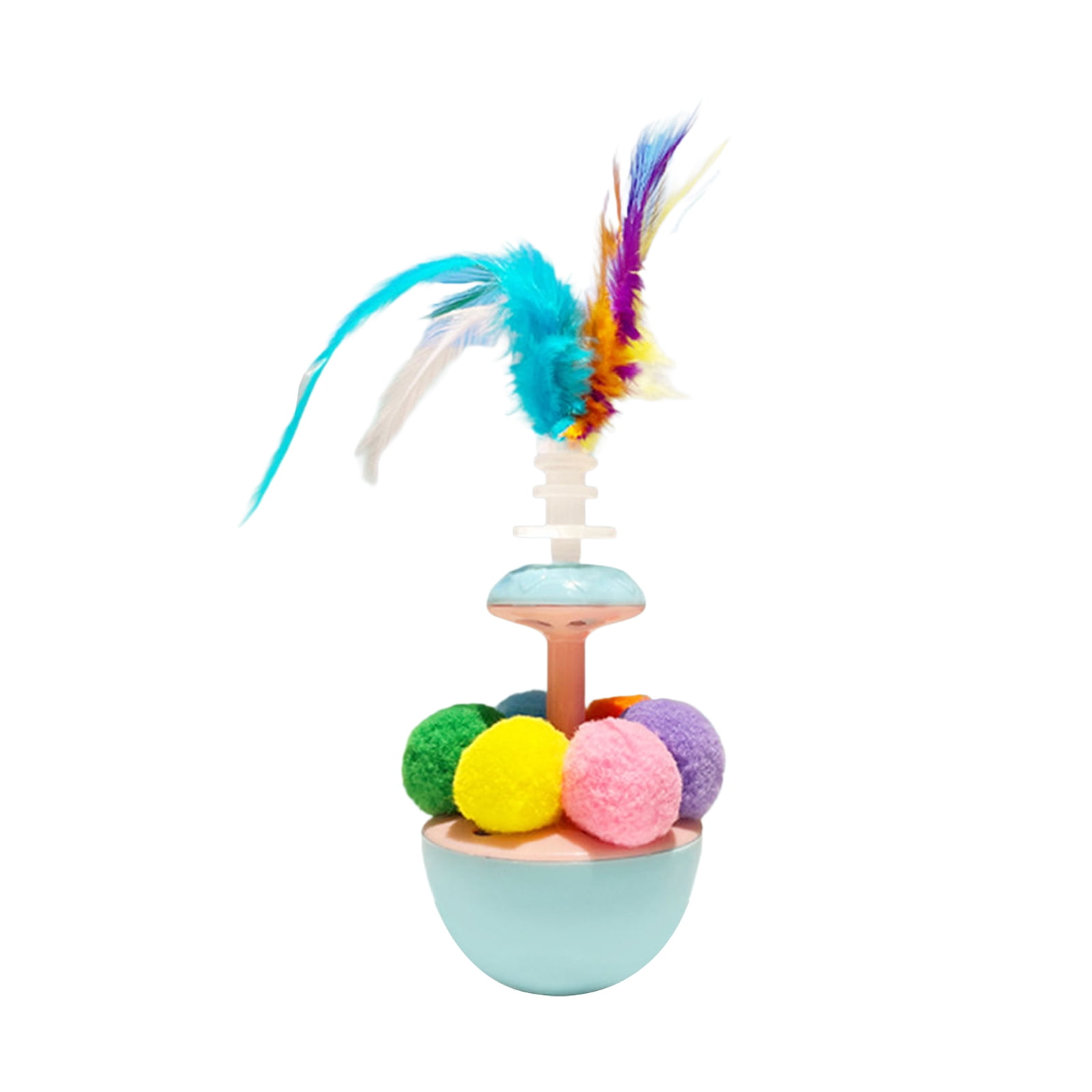 Feathered Cats Teaser Toy With Safe Plush Accessories Wobble Toy ...