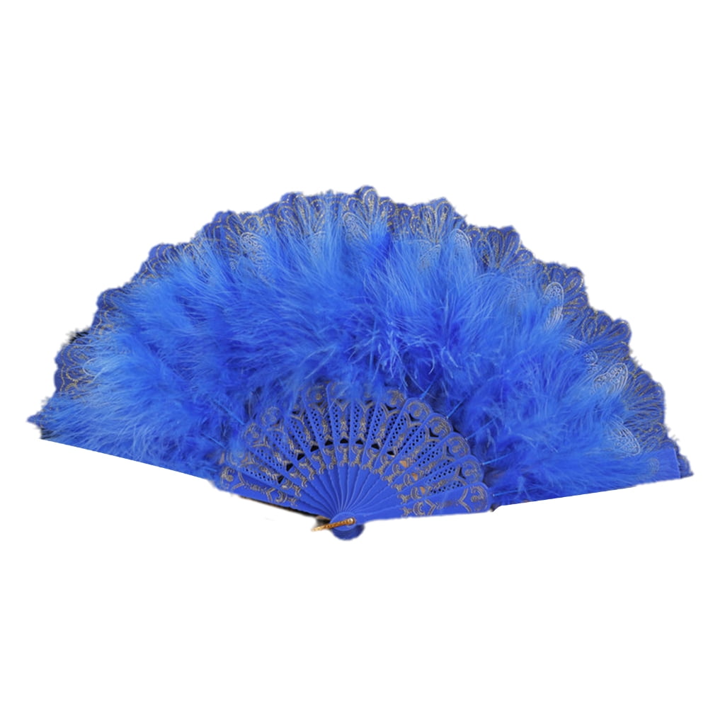 Feathered Fan Vintage Styles Folding Hand Fan for Dance and Wedding ...
