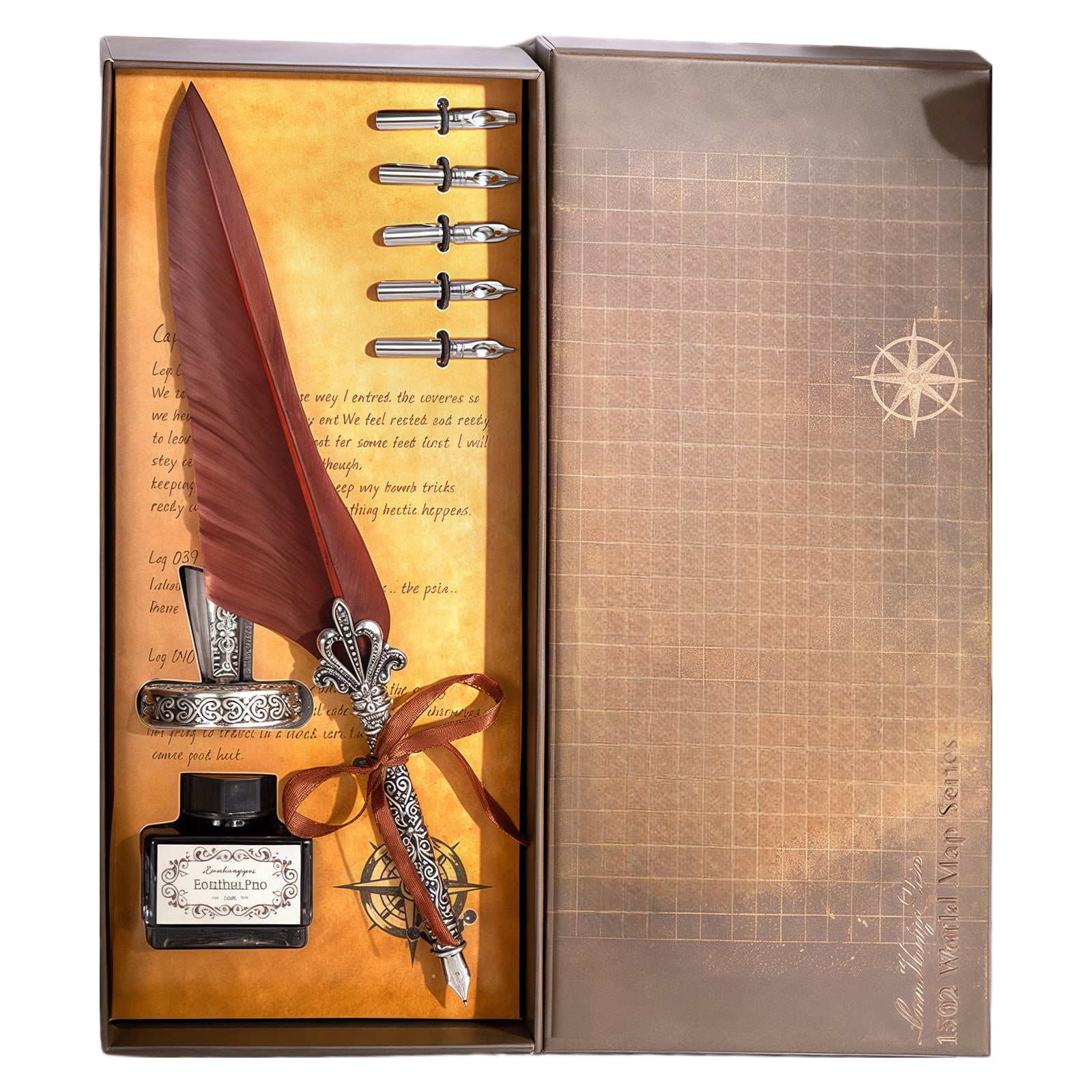 Feathered Fountain Pen Gift Set Retro Dip Pen With Multiple Nibs And ...